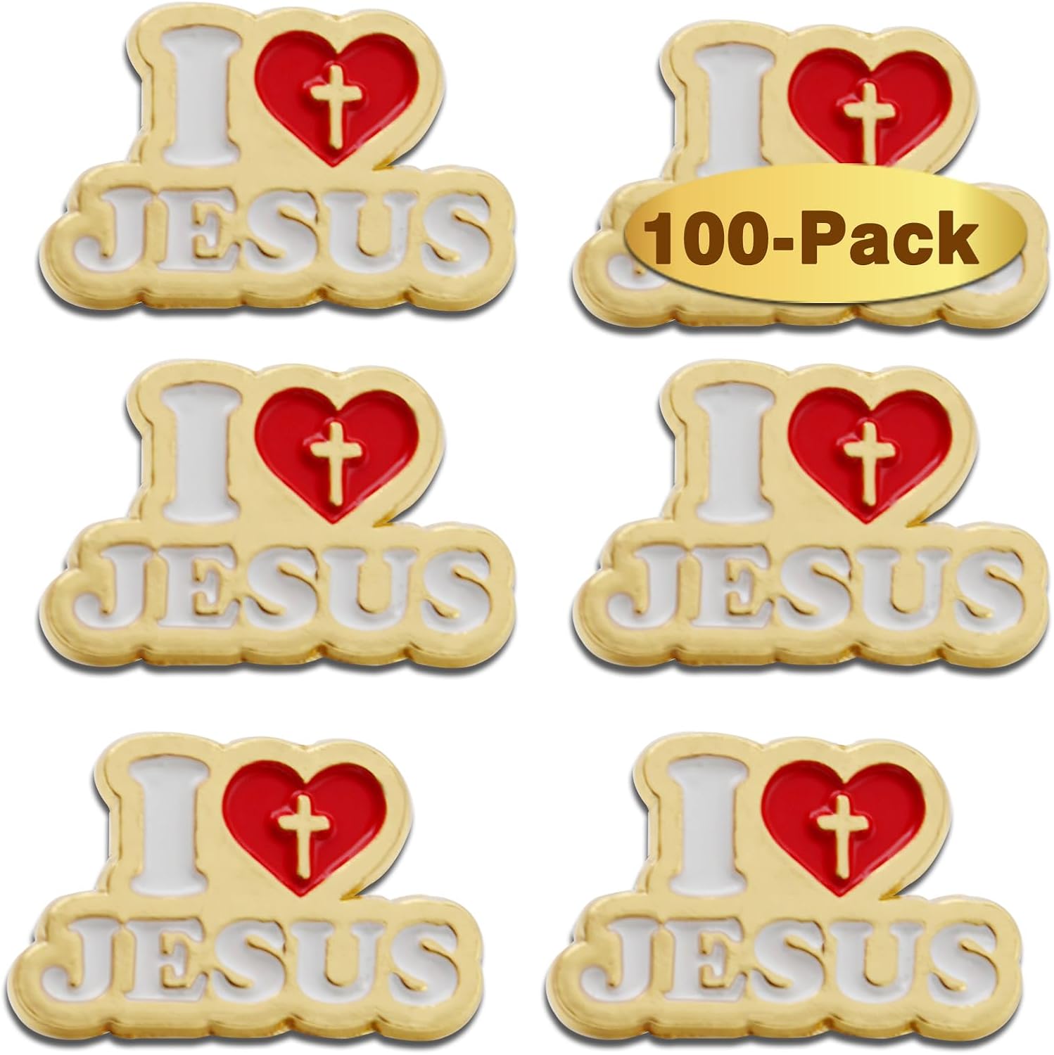 Amazon.com: 100 Pcs Gold Cross I Love Jesus Lapel Pins (1 in) For Men ...
