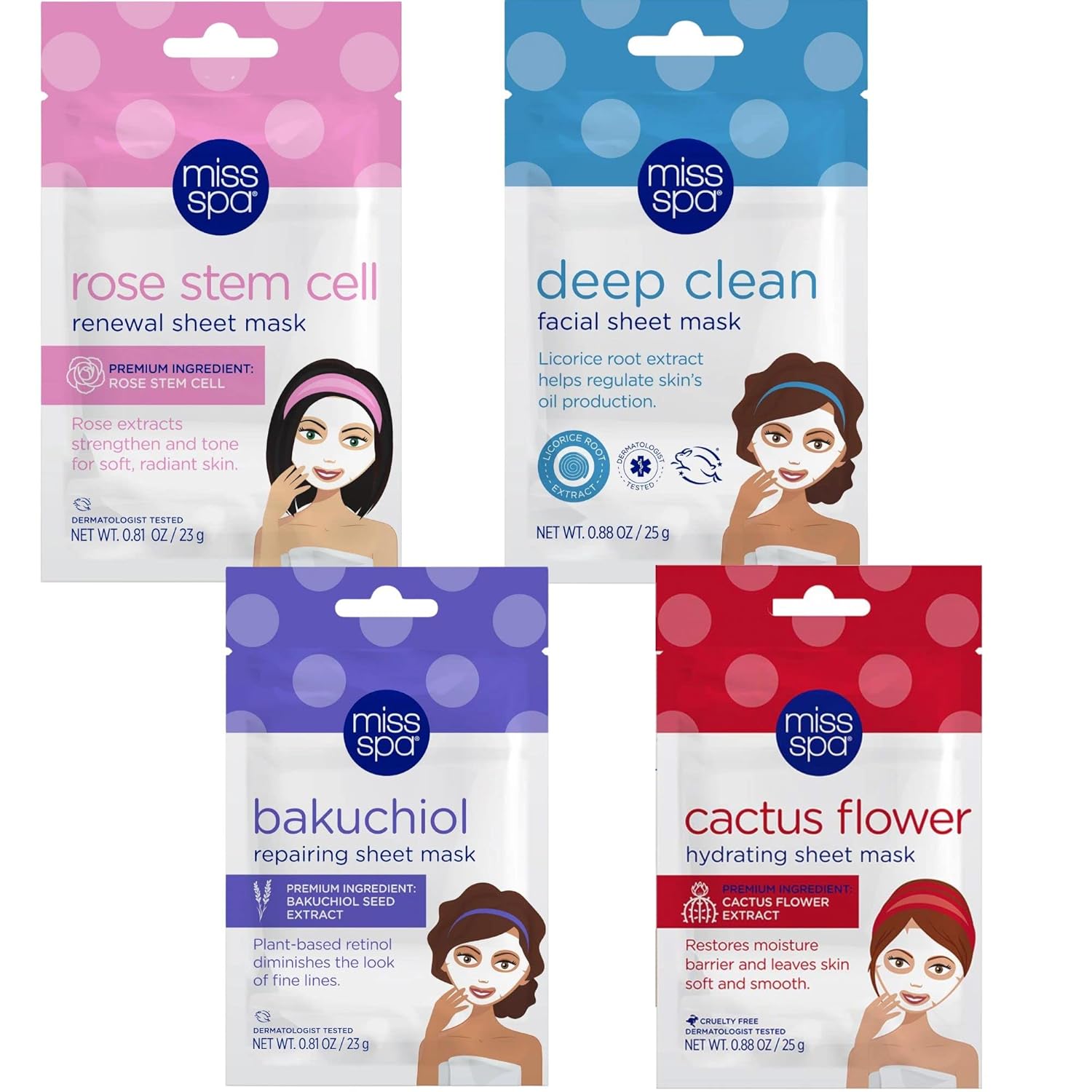 Amazon.com : MISS SPA Face Mask Skin Care Set, Hydrating Brightening ...