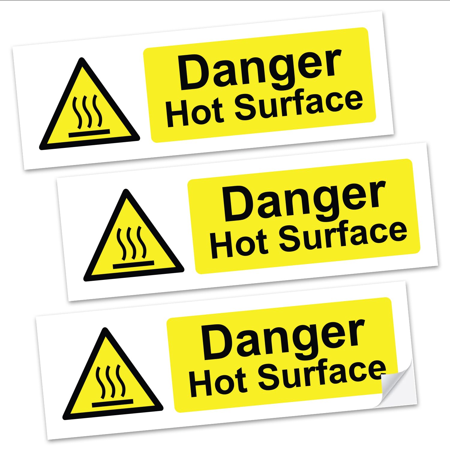 SAFESIGN (3 Pack) Caution Hot Surface Vinyl Sign Stickers 200 X 150mm ...
