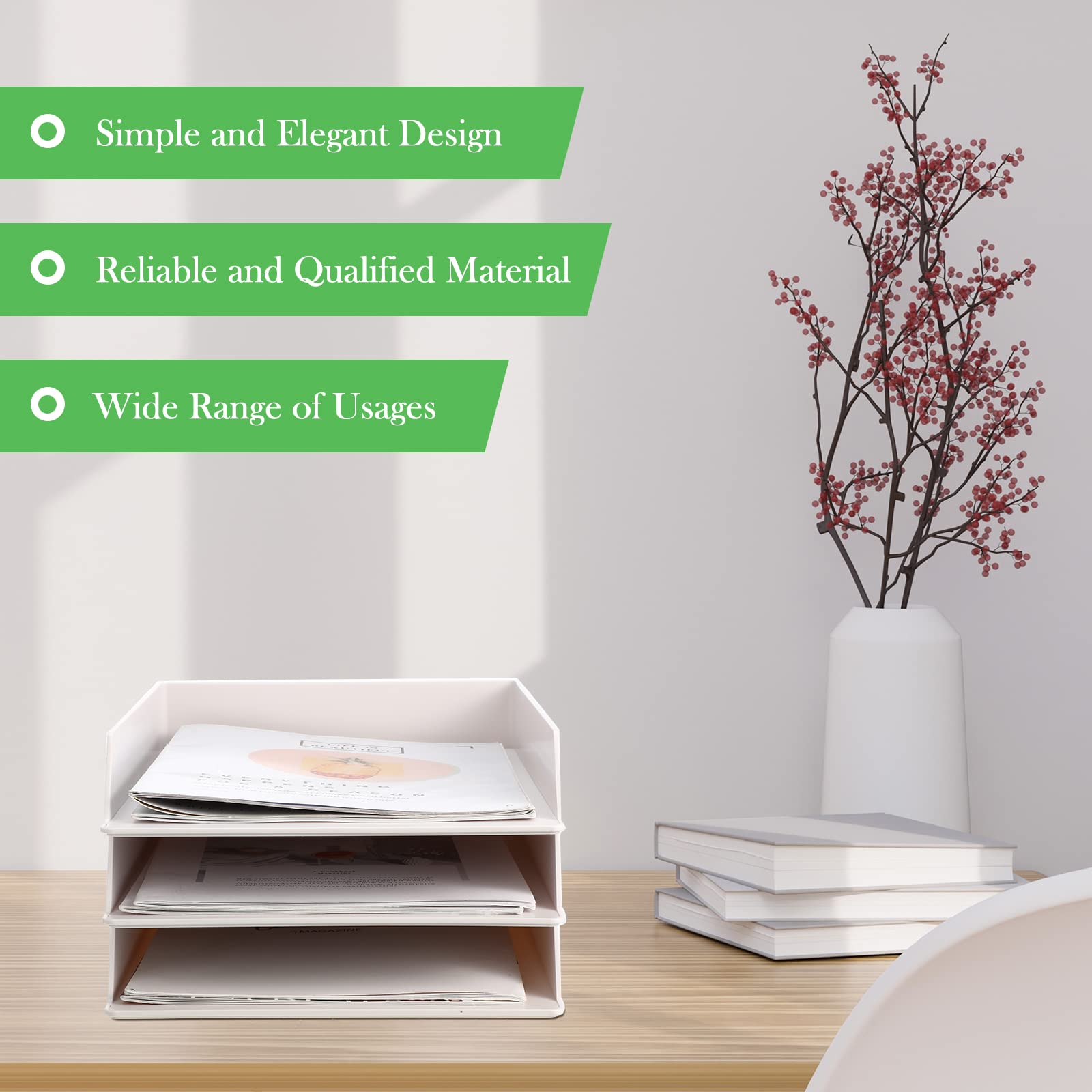 8 Pcs Stackable Letter Tray Desk Organizer White File Organizer Plastic ...