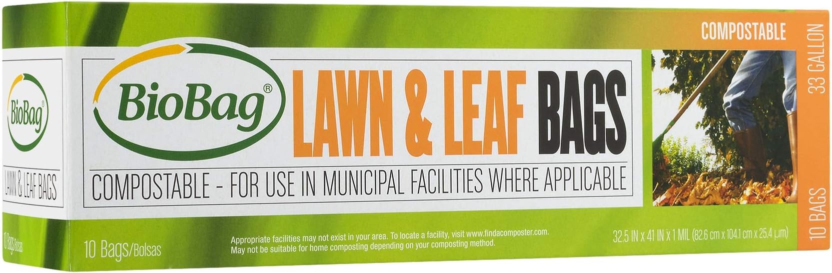 Amazon.com: BioBag Compostable Lawn & Leaf Yard Waste Bags, 33 Gallon ...