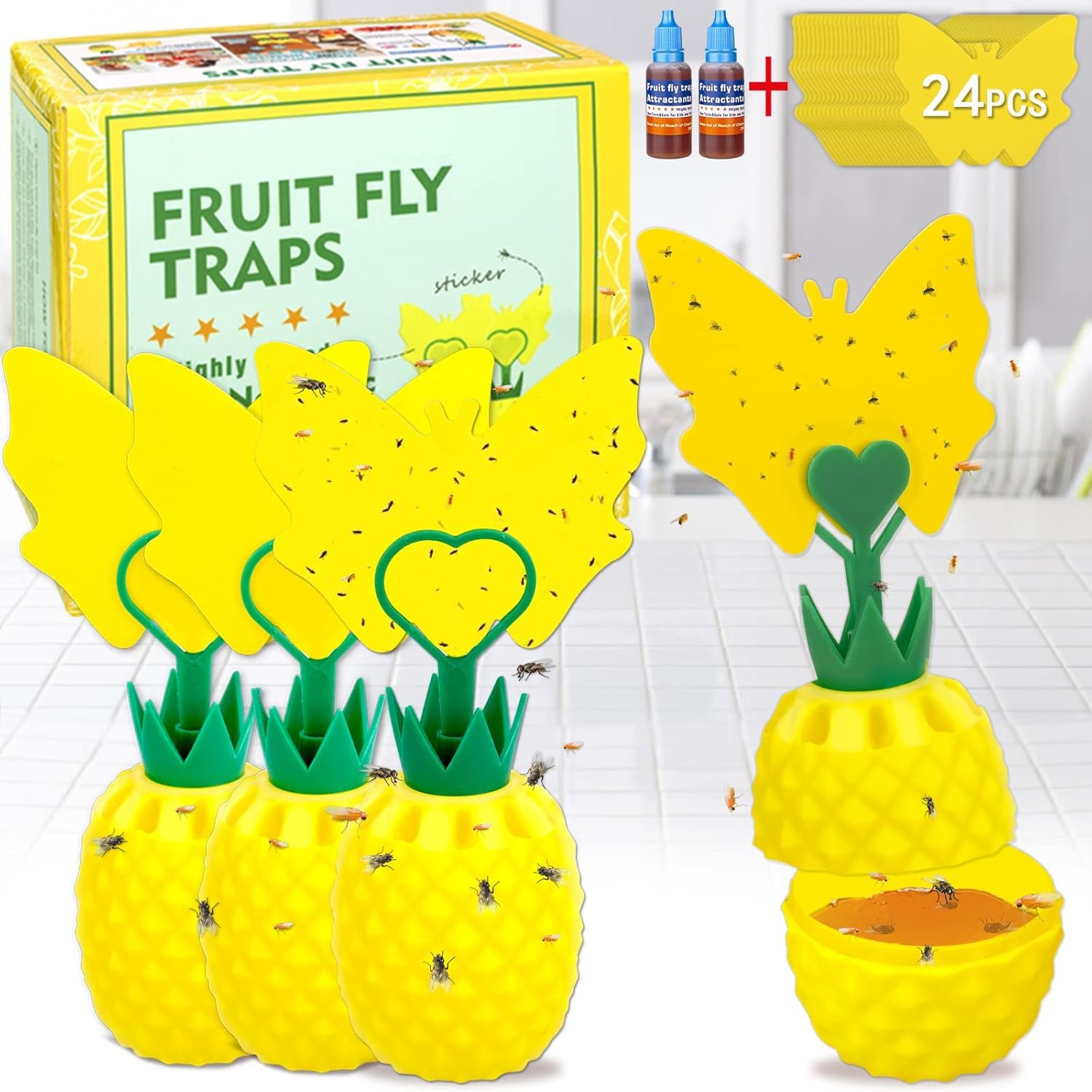 Amazon.com : Fruit Fly Traps, Gnat Trap with 2 Bait for House Indoor ...