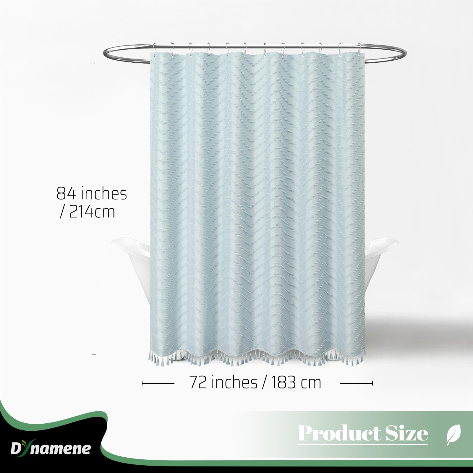 Dynamene Extra Long Shower Curtain, 84 Inch Long Boho Tufted Chevron Striped Fabric Shower ...
