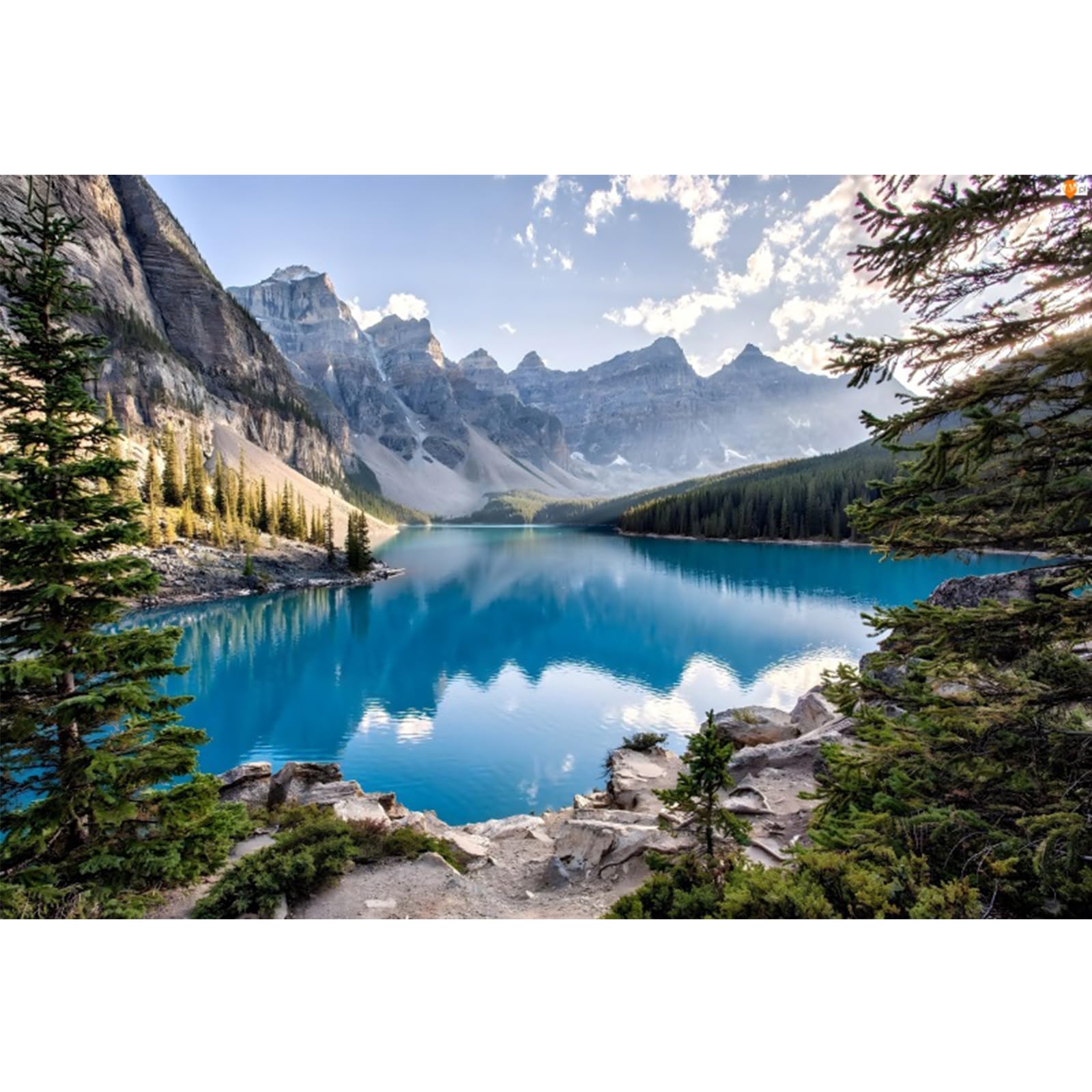 Amazon.com : YongFoto Canadian Moraine Lake Backdrop 7x5ft Mountains ...