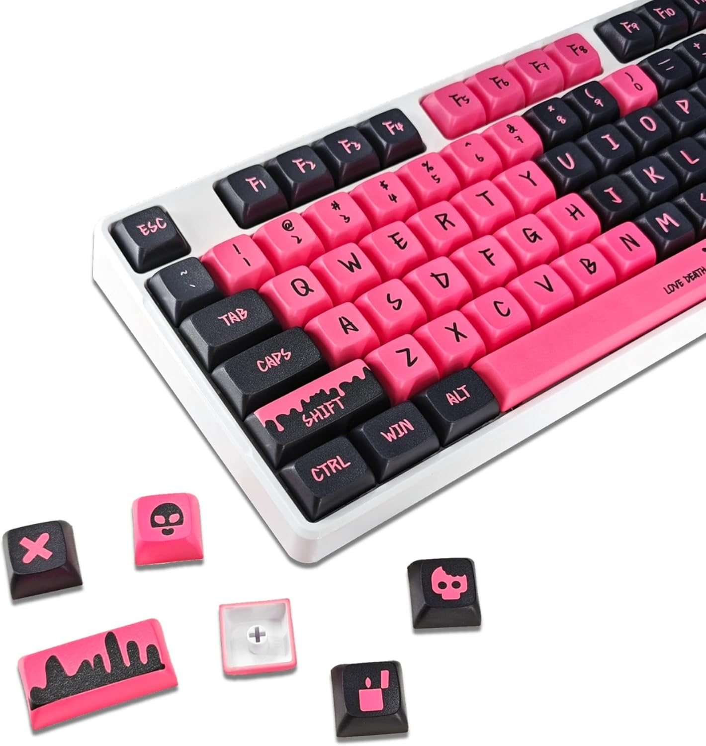POPKEEY Love Pink Black XDA Profile Cute Keycaps for Mechanical Gaming ...
