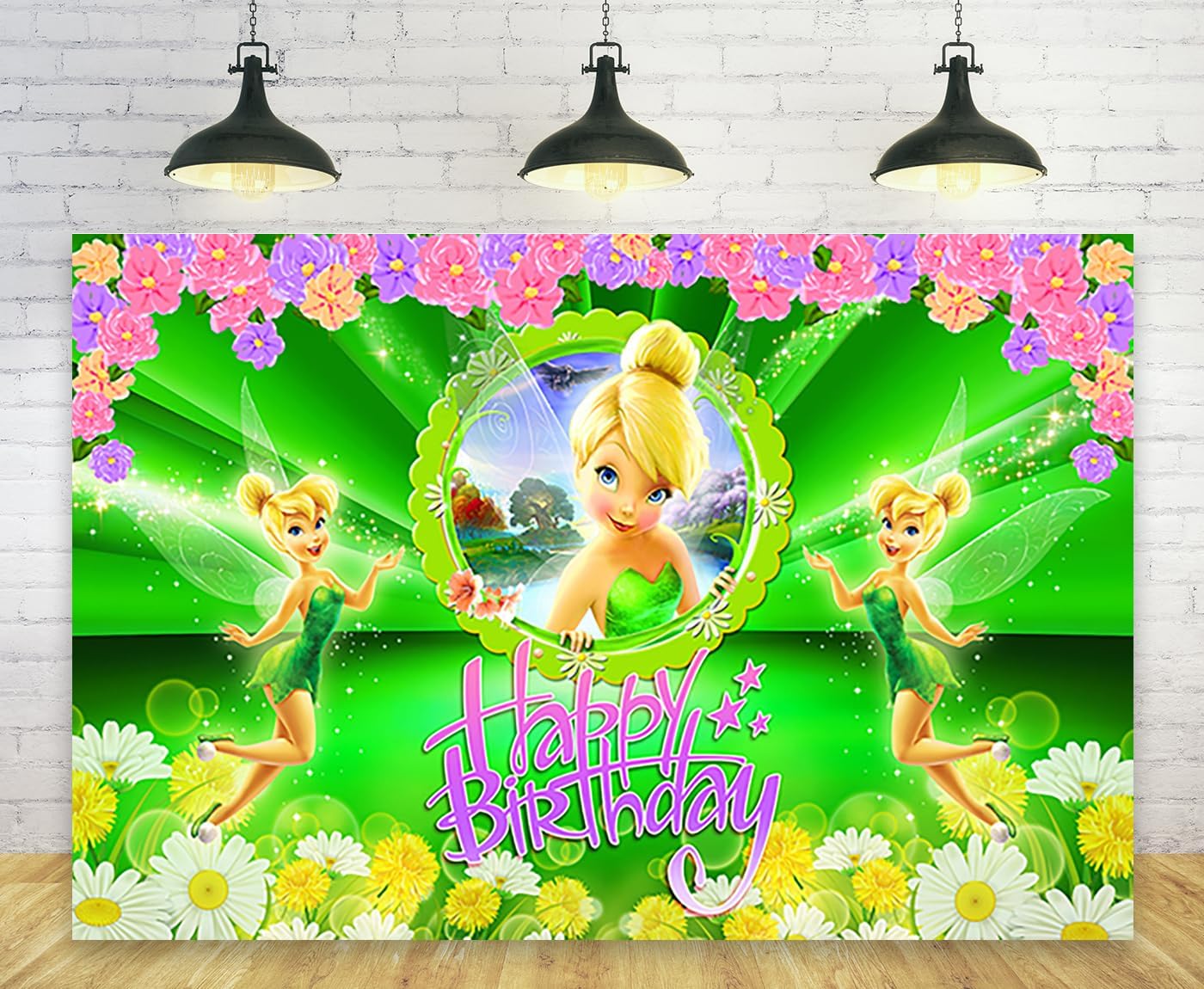 Amazon.com : Basifoto Tinkerbell Backdrop for Birthday Party ...