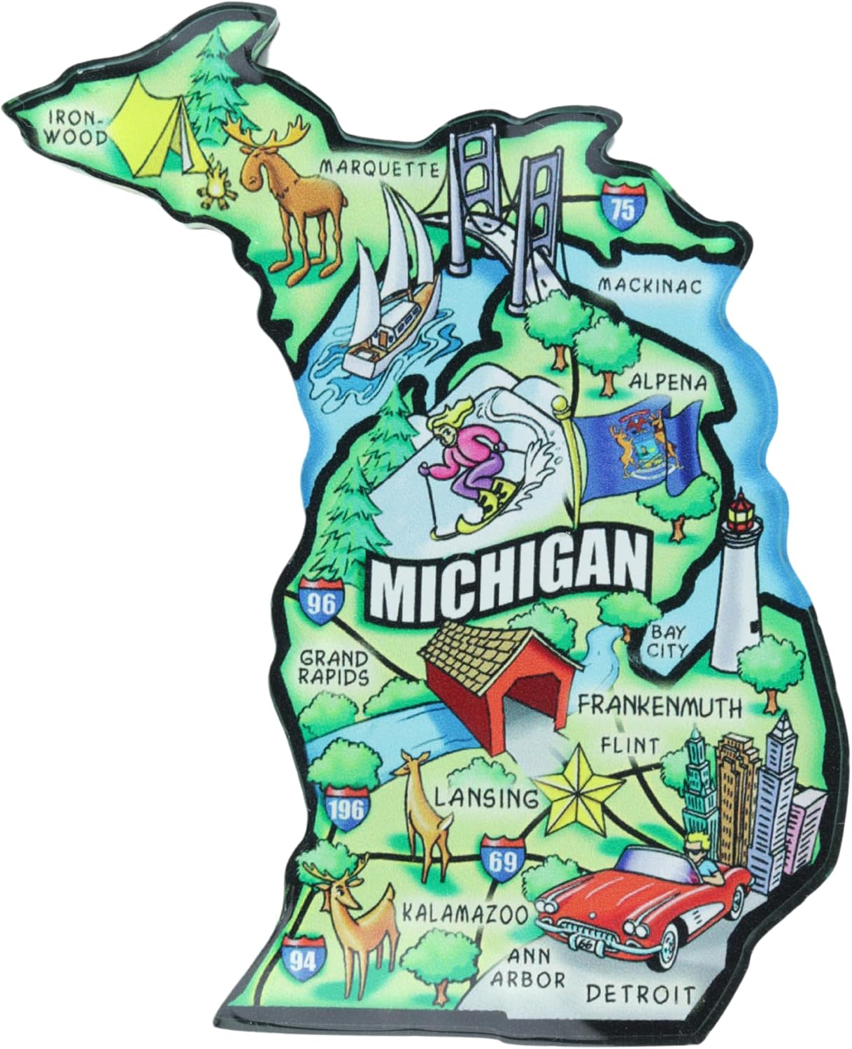 Amazon.com: Michigan State Illustrated Acrylic Magnet – Colorful ...