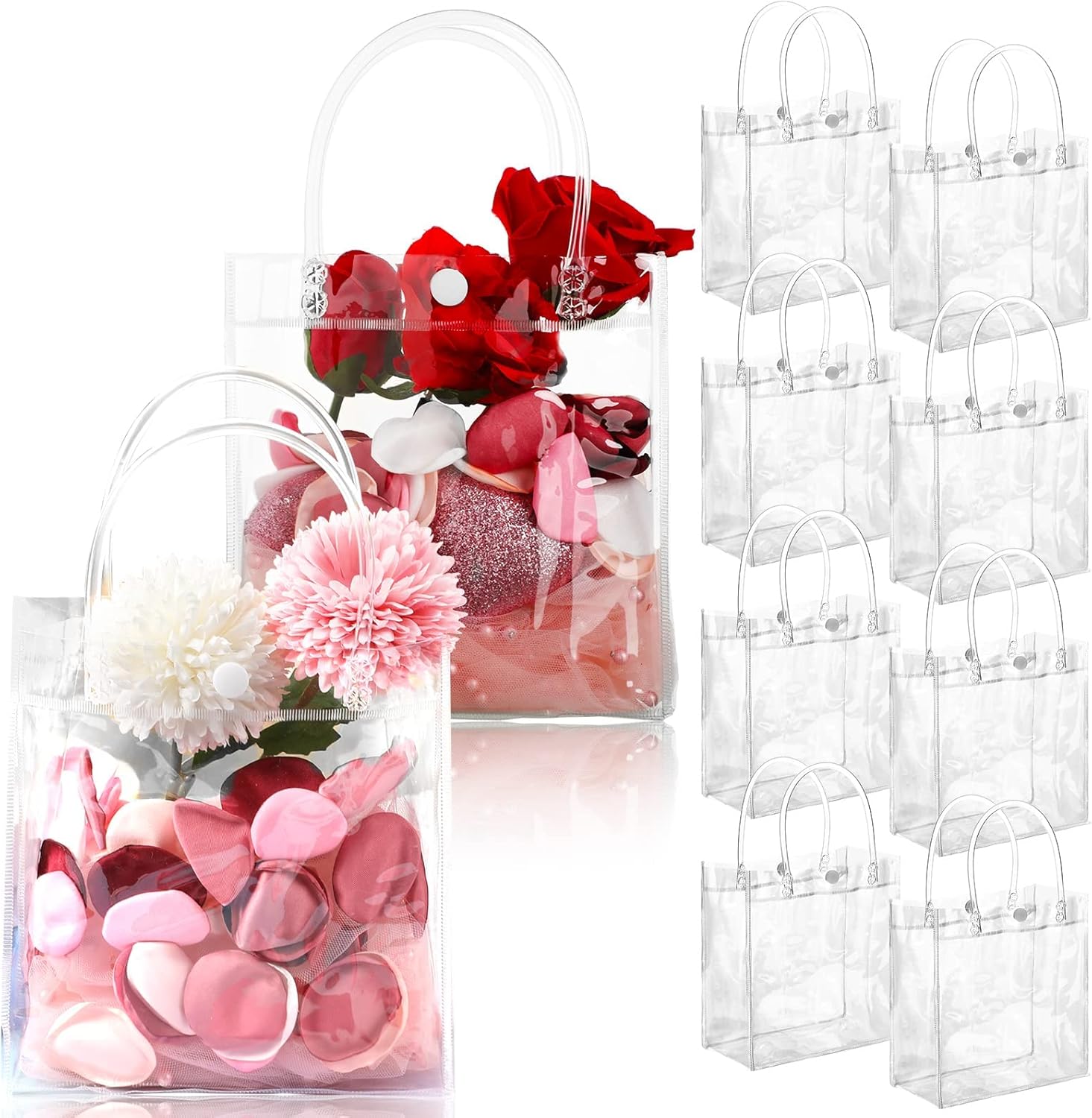 Amazon.com: 50 Pieces Clear PVC Plastic Gift Bags with Handles ...