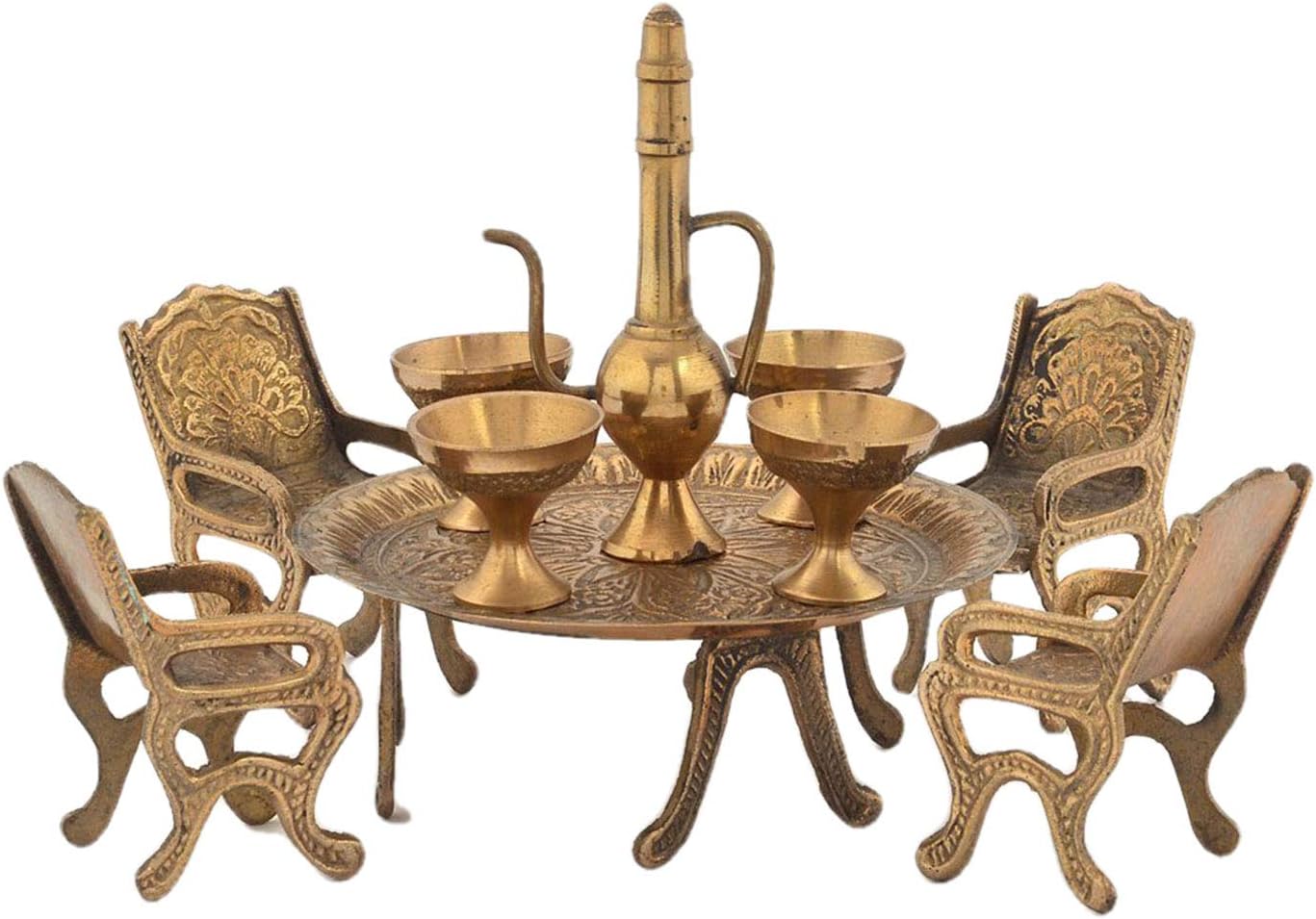 Amazon.com: India Meets India Handmade Brass Royal Dining Table Set w ...