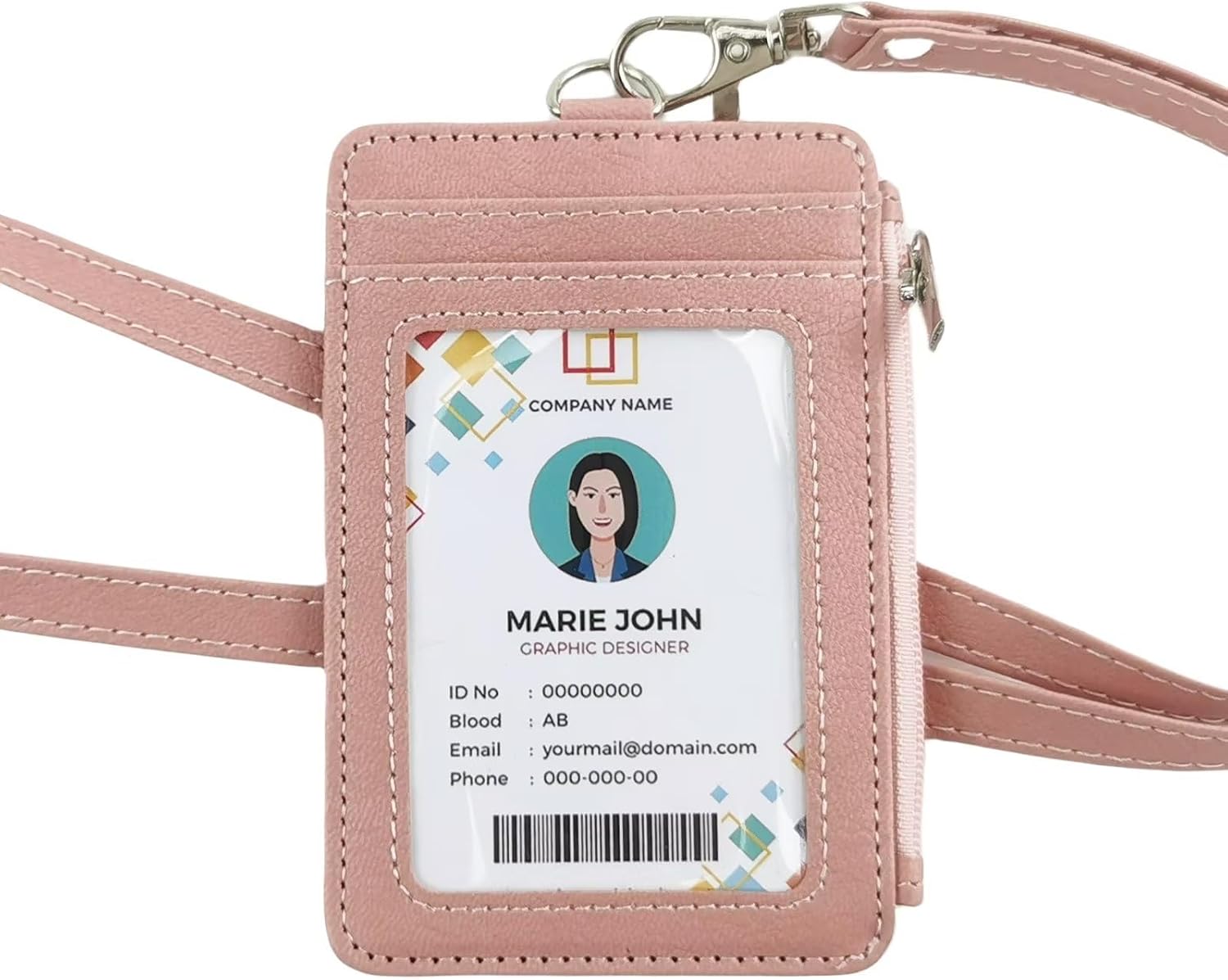 Amazon.com : bolimoss Pink Lanyards for Id Badges, Vertical Pu Leather ...