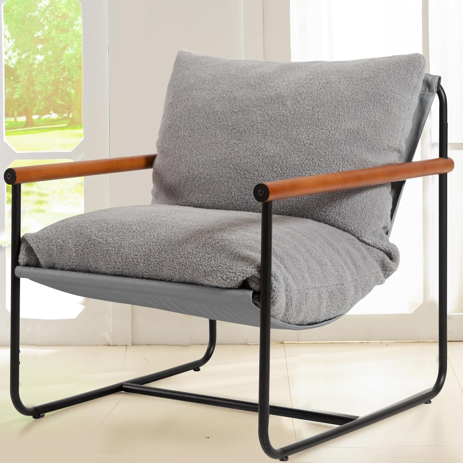 Amazon.com: HIGOGOGO Modern Accent Chair, Living Room Chair with Wood ...