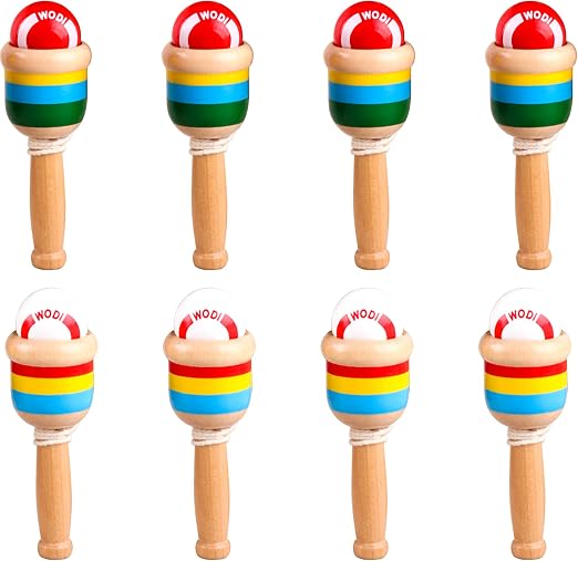 Amazon.com: Haconba 8 Pack Wooden Catch Ball Game Ball Catching Cup ...