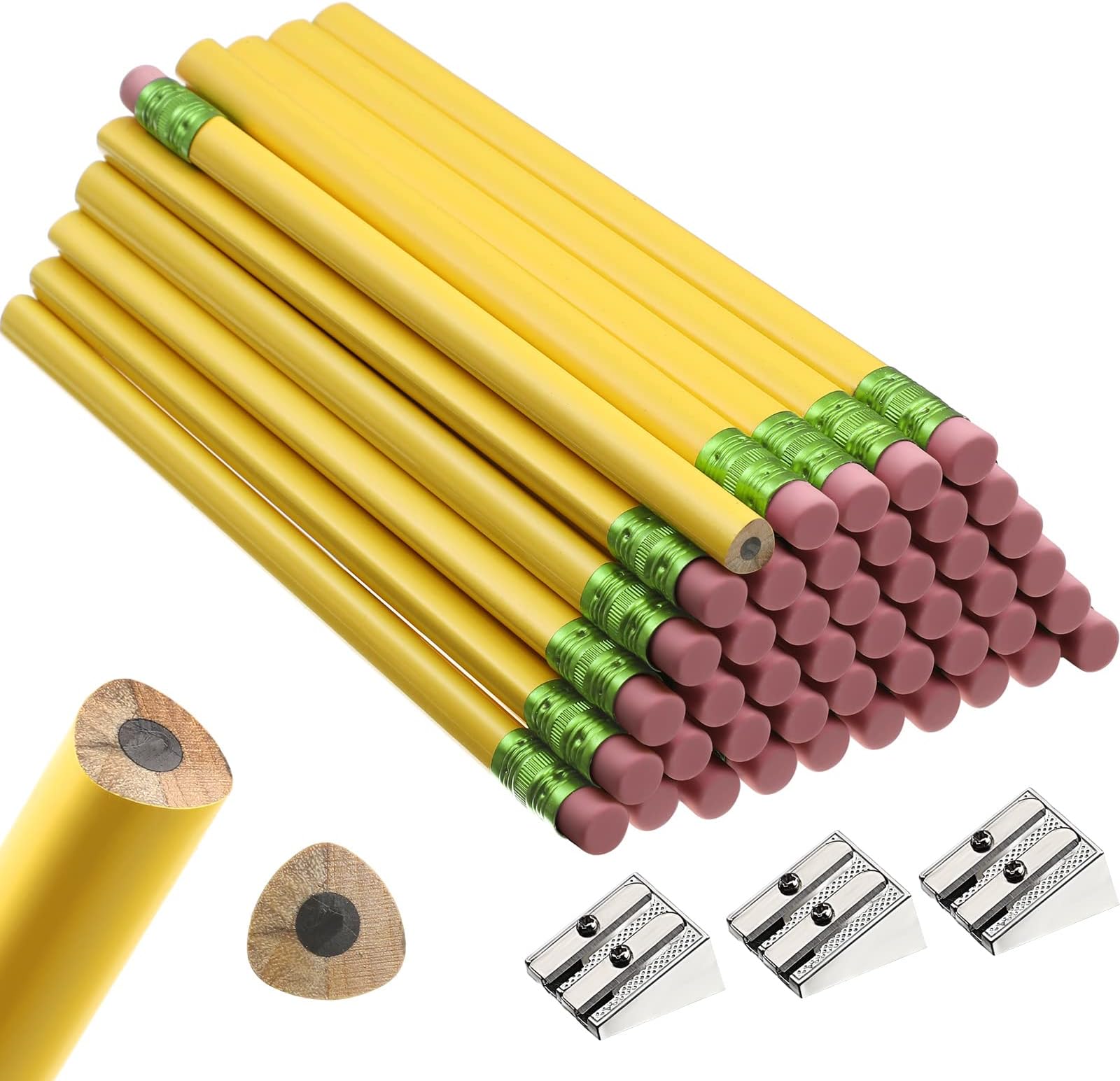 Amazon.com : Fainne 102 Pcs Bulk Jumbo Pencils and Sharpeners Set ...