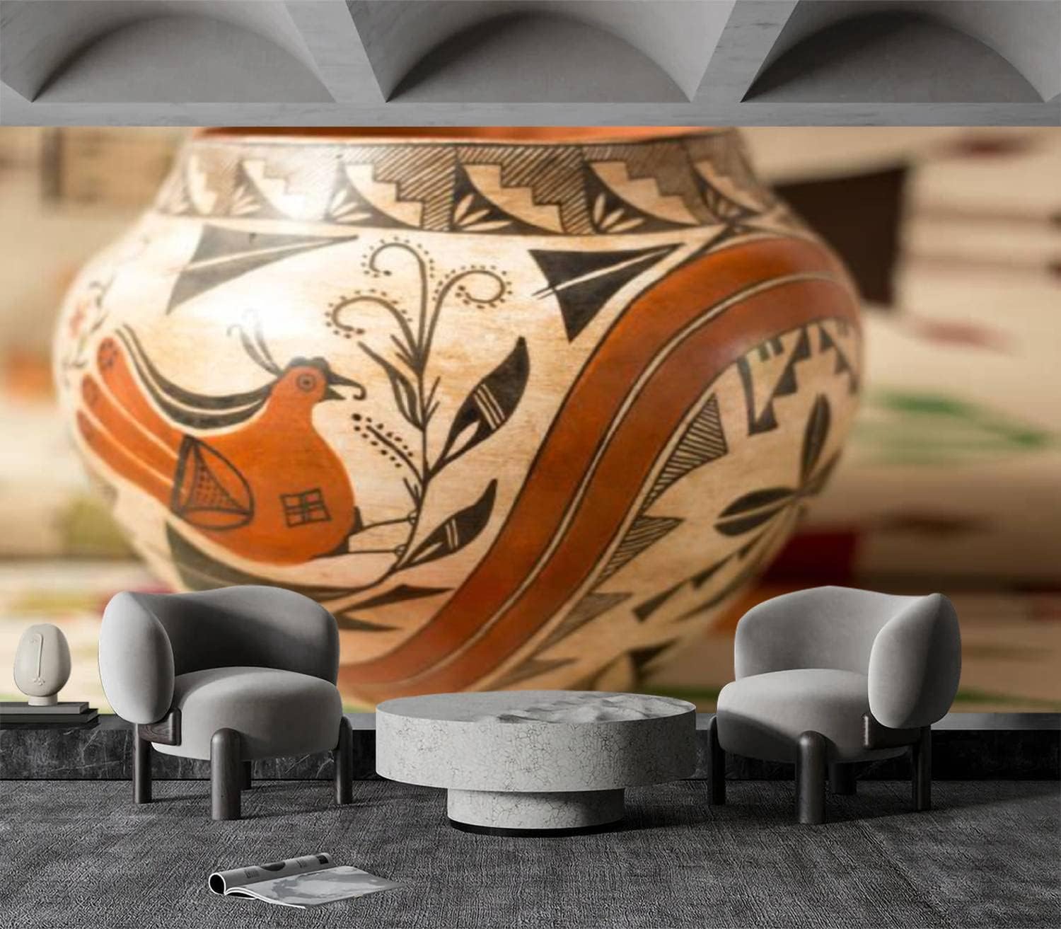 AUHOVIMGZ Vintage Antique Pueblo Pot and Navajo Rug Canvas Wallpaper ...