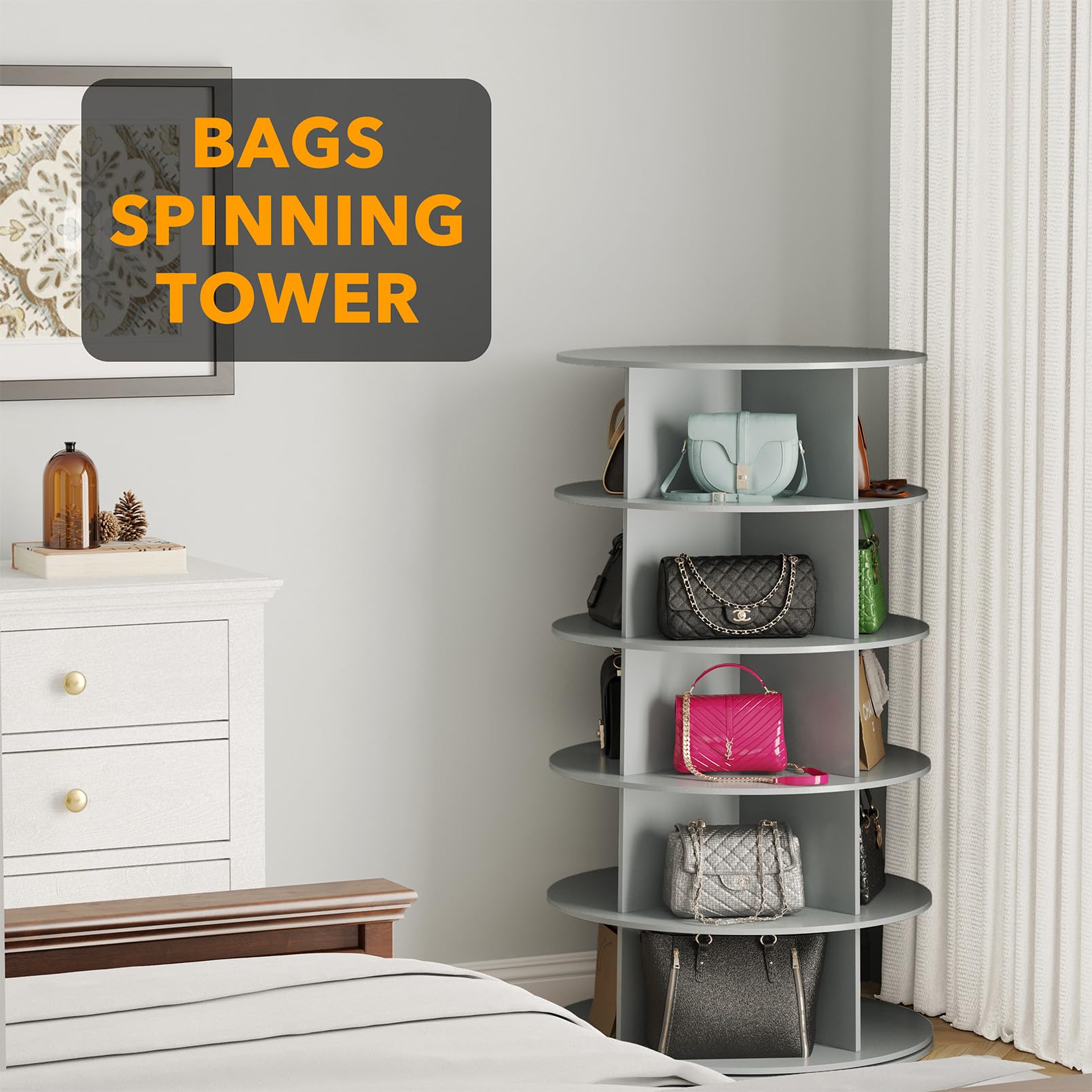 Snapklik.com : SpaceAid 5 Tier Rotating Shoe Rack Tower, Spinning Shoe ...