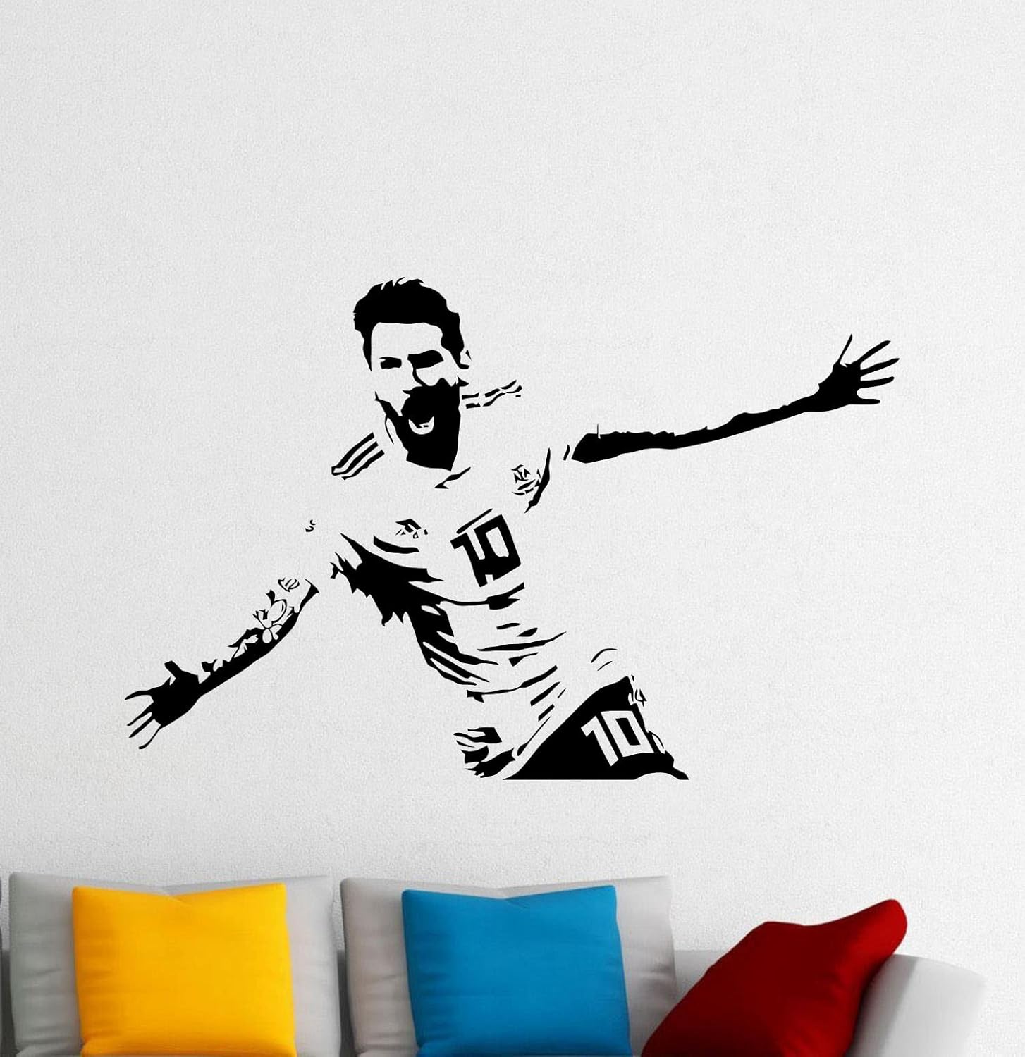 Messi – Calcomanía de vinilo para pared de fútbol arte de pared de ...