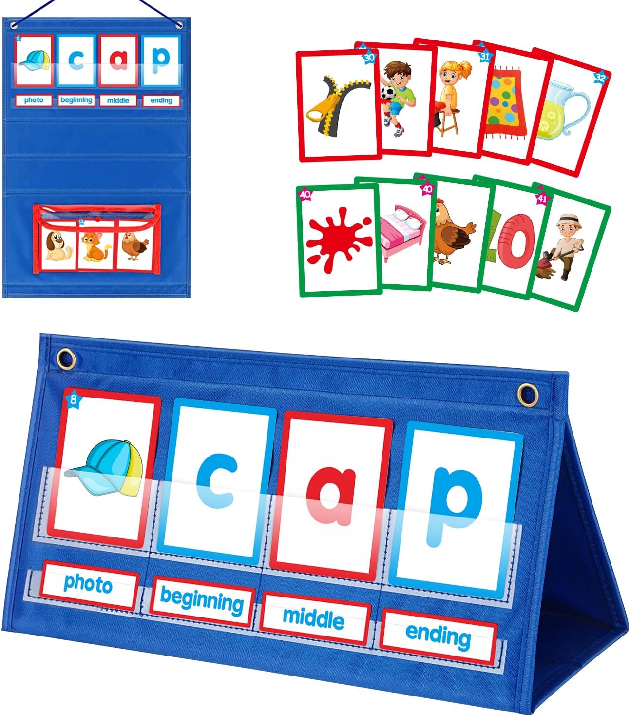 CVC Word Building Center - CVC Words Pocket Chart with 108 Flash Cards ...