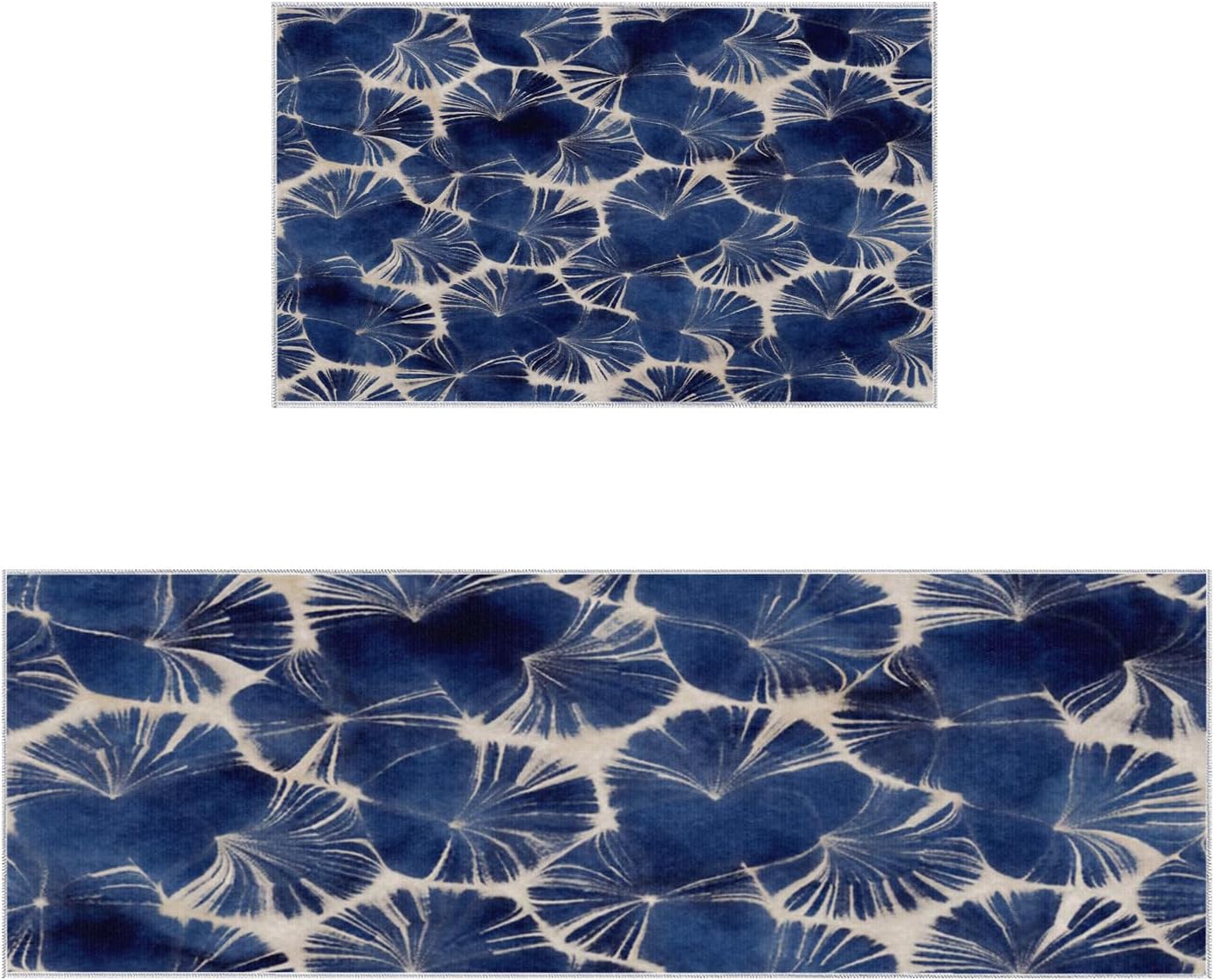 Amazon.com: Kitchen Mats 2 PCS Indigo Blue Floral Decoration Flower ...
