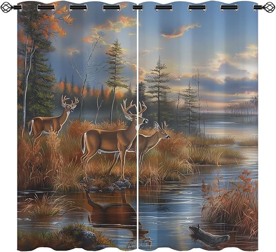 Amazon.com: Whitetail Deer Blackout Curtains for Girls Boys Home Decor ...