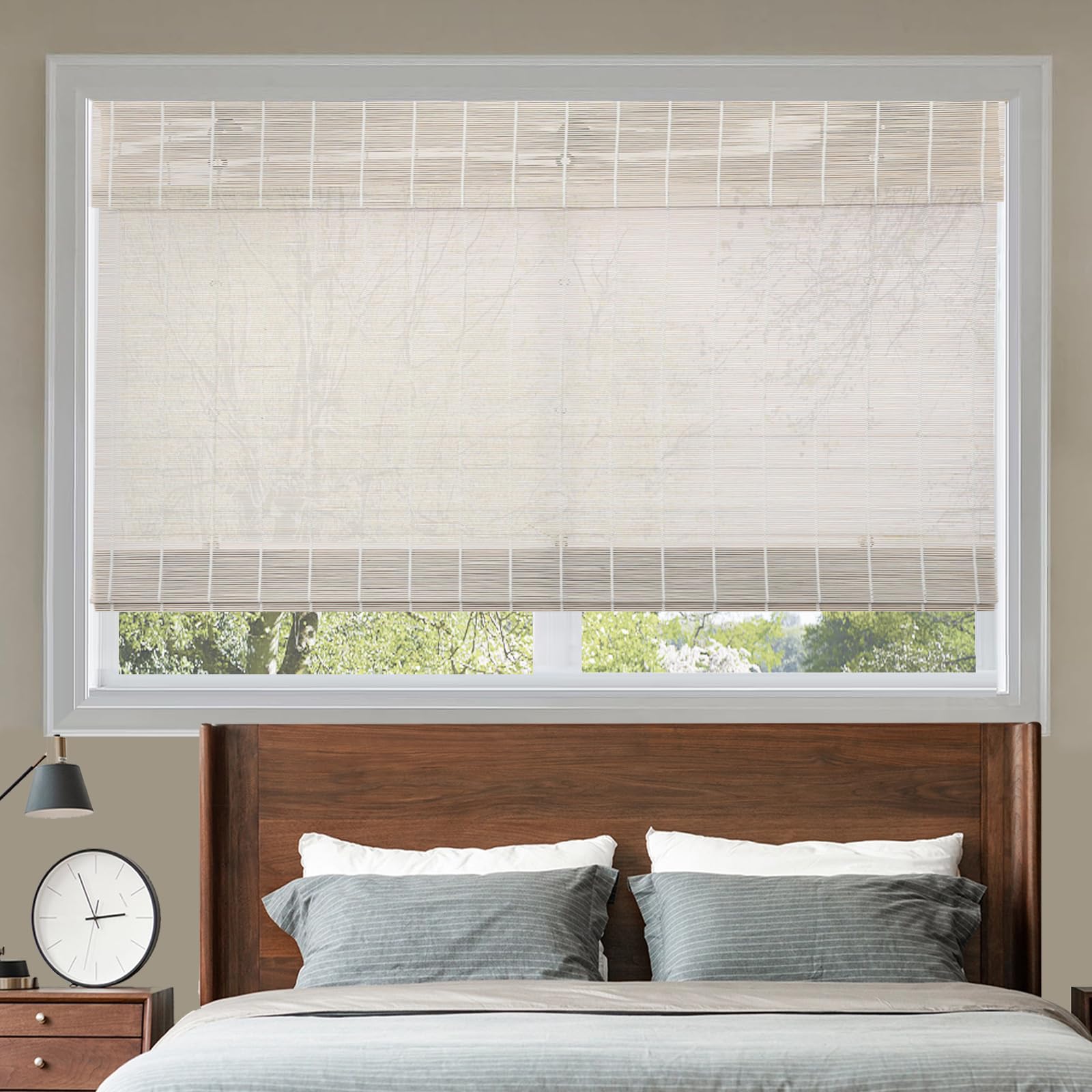 White Bamboo Roman Shades