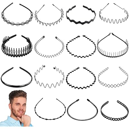 Amazon.com : BOYIVI 15 Pieces Metal Headband for Men and Women Unisex ...