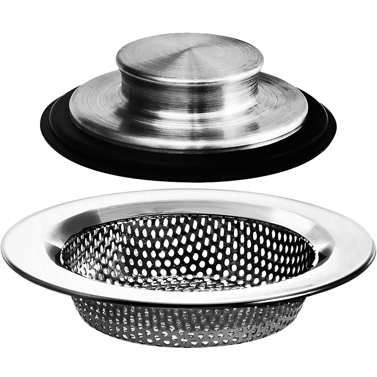 2 Pack Kitchen Sink Drain Strainer and Stopper Set for US Standard 3-1/ ...