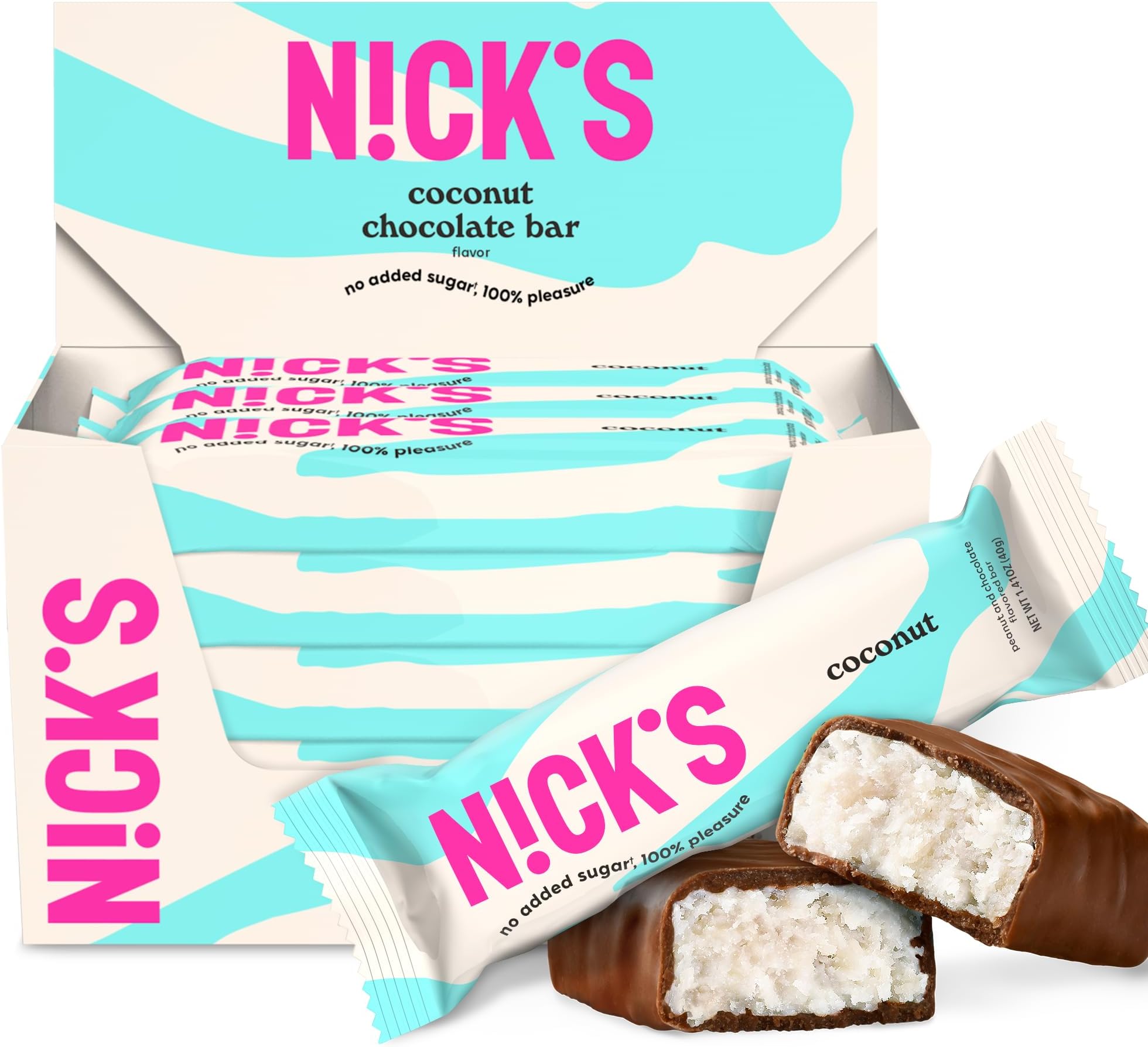 Amazon.com : NICK'S Keto Chocolate Candy Bars – Coconut, No Added Sugar ...