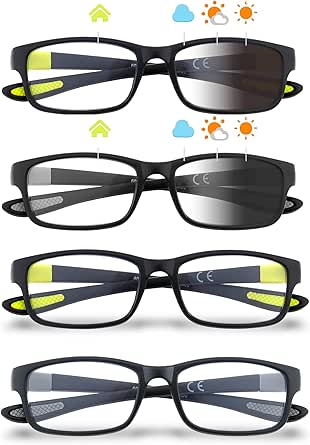 Amazon.com: JCUANGR Photochromic Reading Glasses Men Extra Wide Sun ...