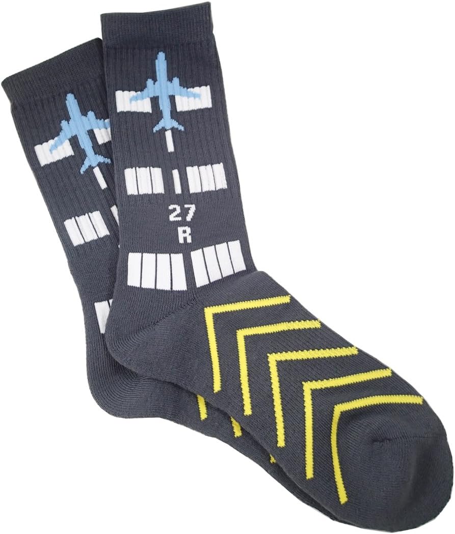 Amazon.com: Runway Design, Aviation-Themed Premium Crew Socks 1-Pair ...