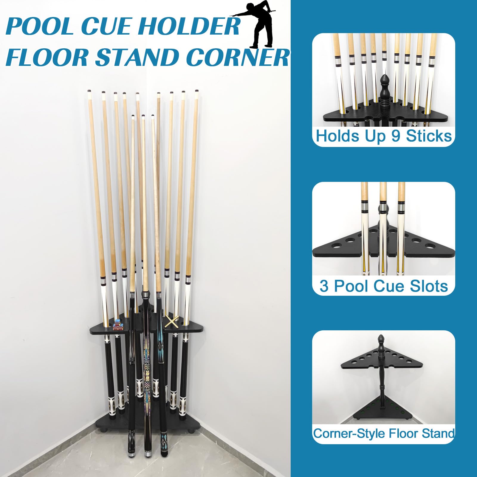 Snapklik.com : MoyanSuper Pool Stick Holder Billiard Cue Rack Solid ...