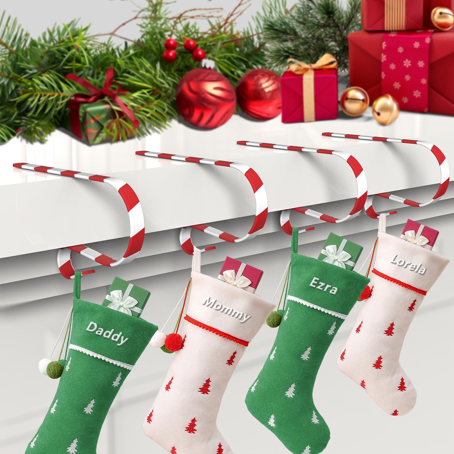 Amazon.com: Brbecon Christmas Stocking Holders for Mantle Set 4 ...