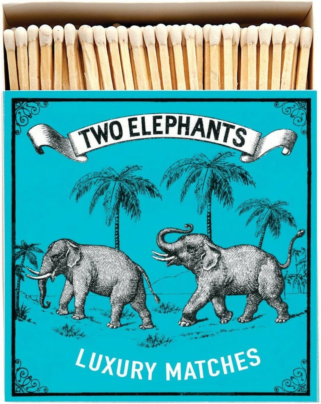 Two Elephants Long Matches - Luxury Giant Square Matchbox - White Tip ...