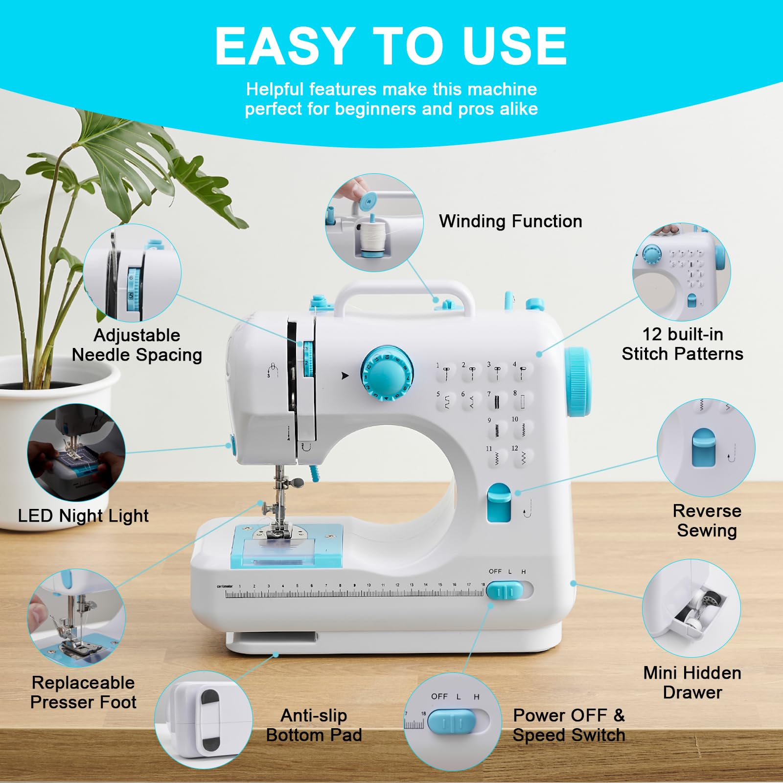 Buy JUCVNB Mini Sewing Machine for Beginners and Kids Ages 8-12 ...