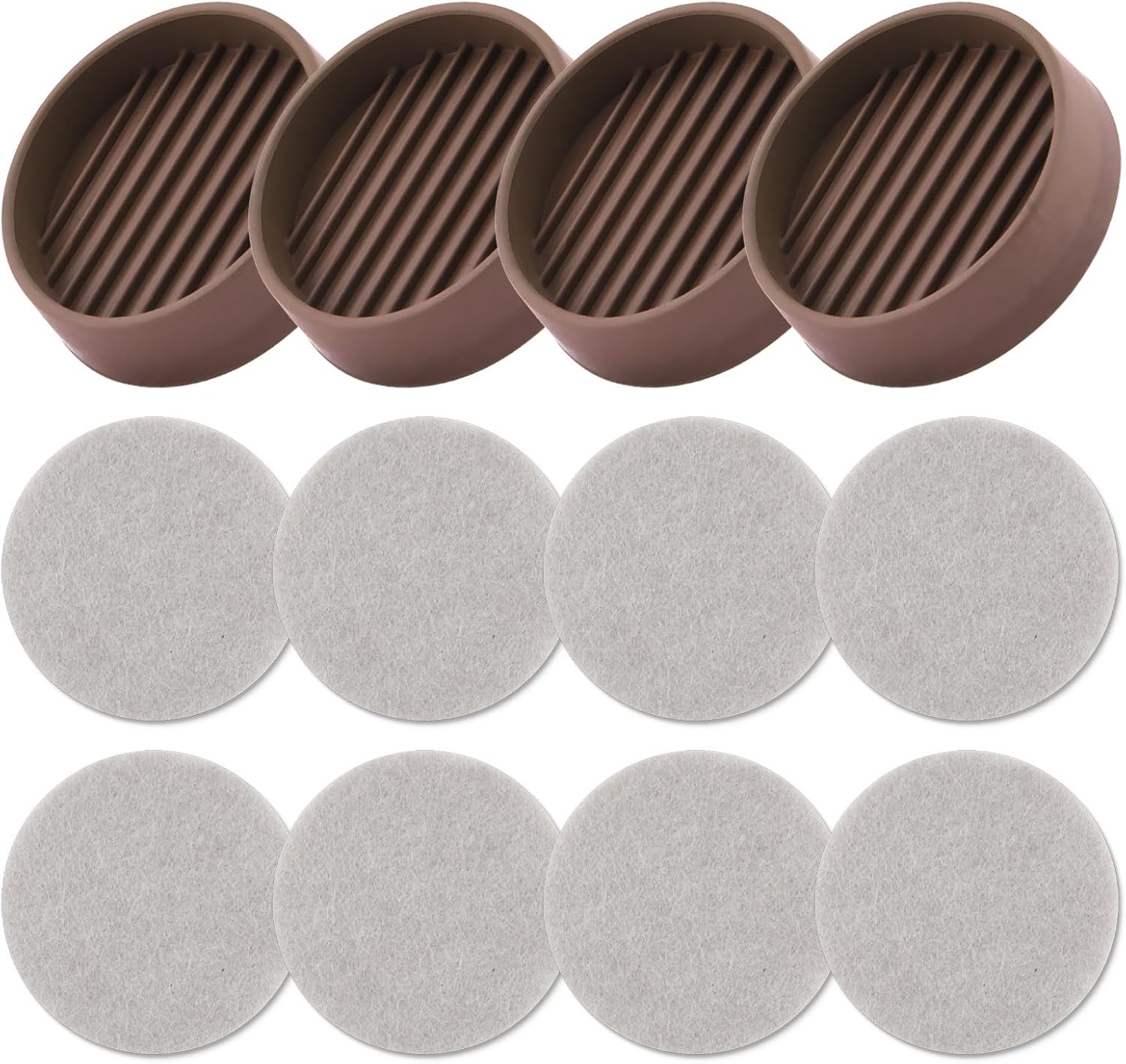 12pcs Round Rubber Non Slip Furniture Pads, Anti Skid Caster Cups Leg ...
