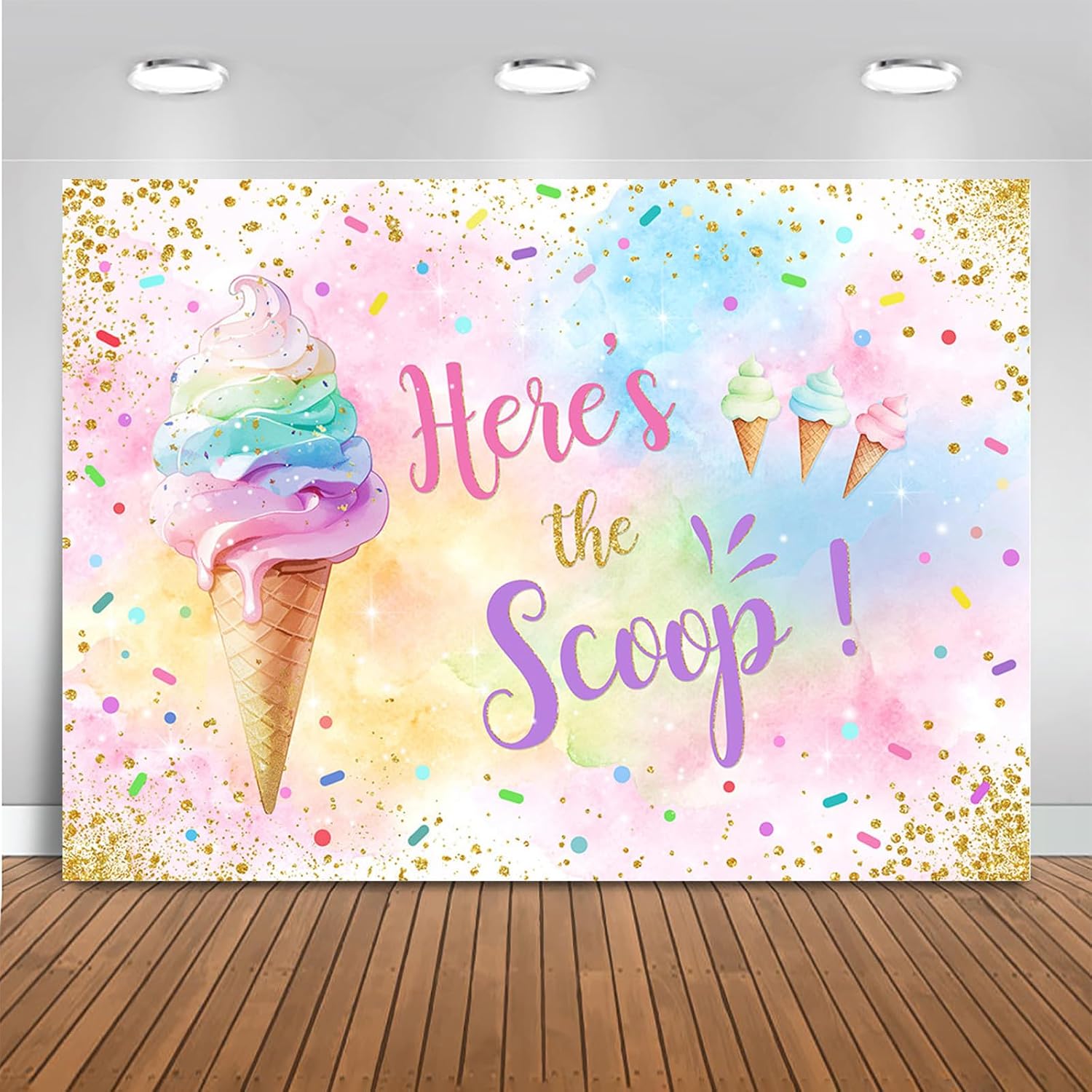 Amazon.com : Mocsicka Here's The Scoop Backdrop Summer Sweet Ice Cream ...