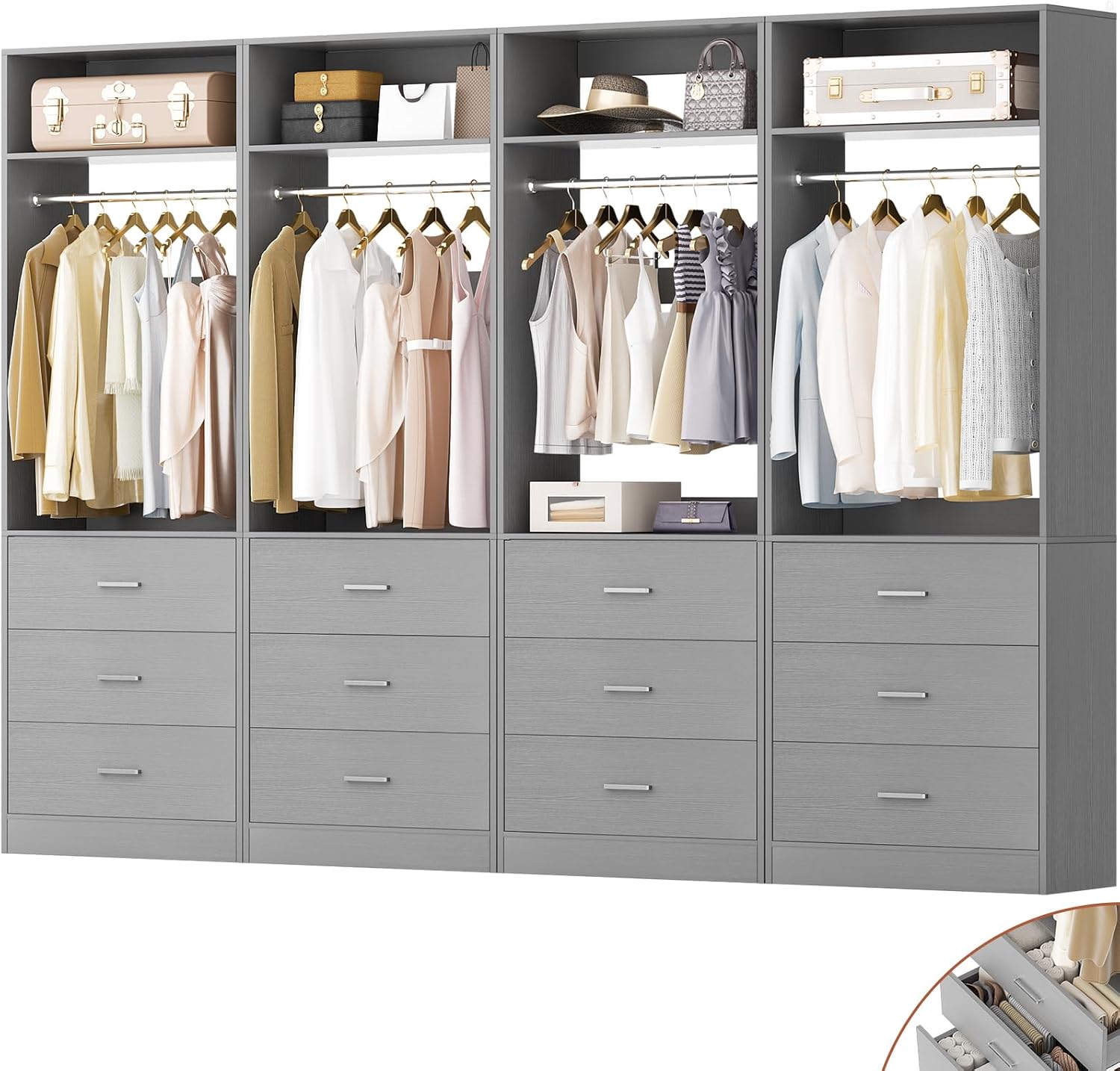 Amazon.com: Besiost Closet System Set of 4, 8FT Closet Systems with 12 ...