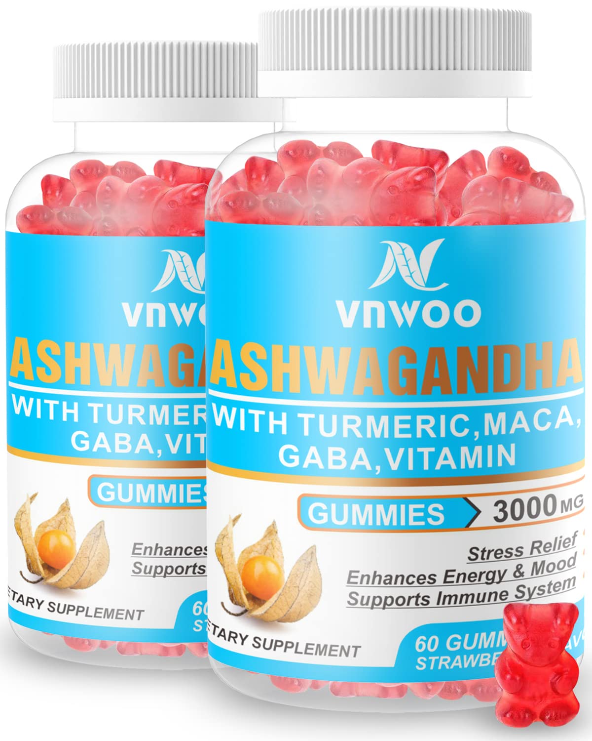 Vnwoo Organic Ashwagandha Gummies With Maca Root Powder 3000mg Ashwa ...