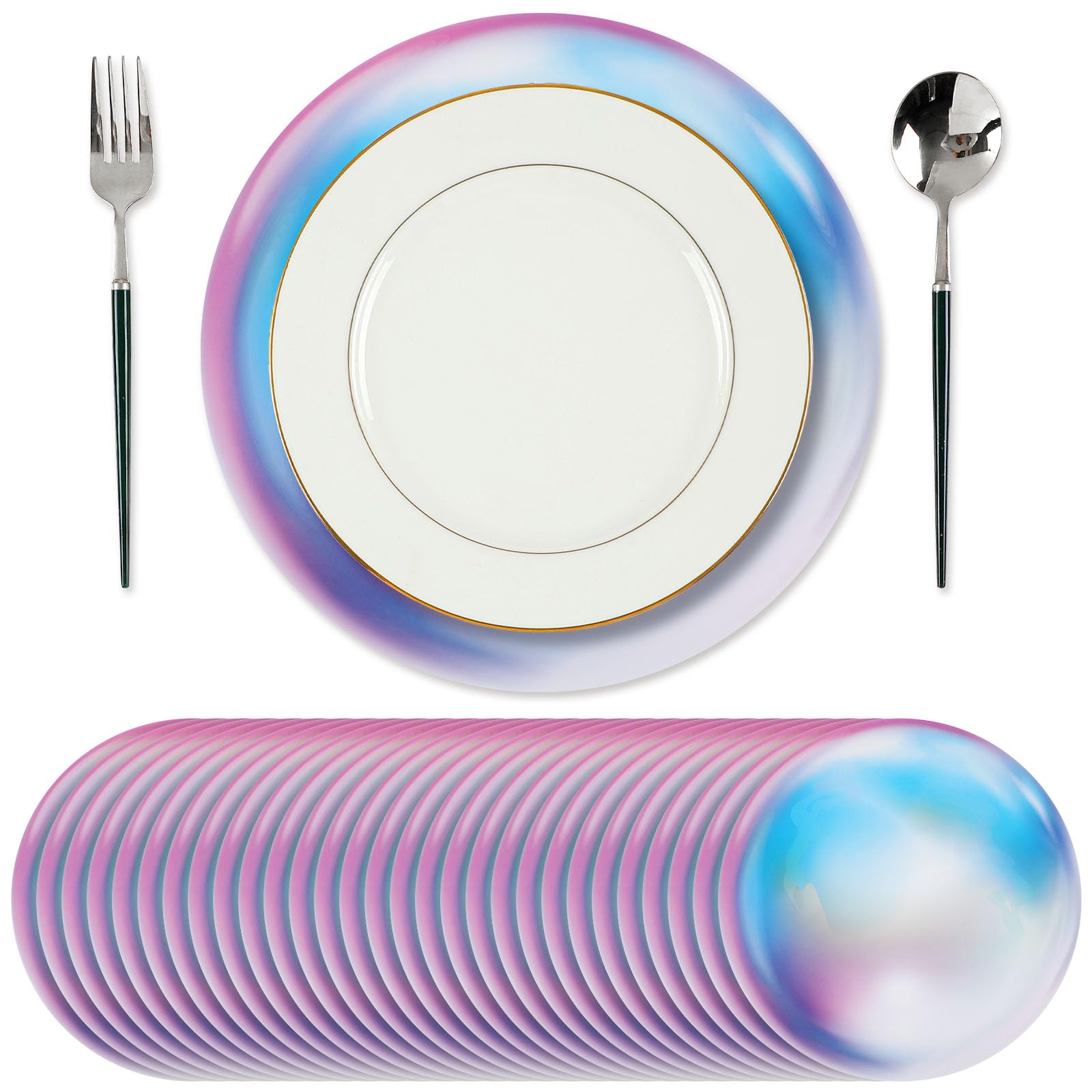 Amazon.com: RimCereal 50 Pcs Mermaid Iridescent Placemats Summer Round ...