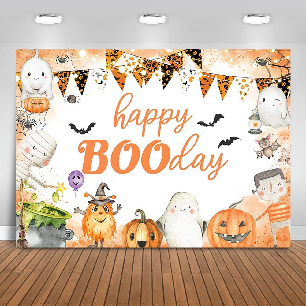 Amazon.com : Mocsicka Halloween Boo Birthday Backdrop Cute Ghost ...