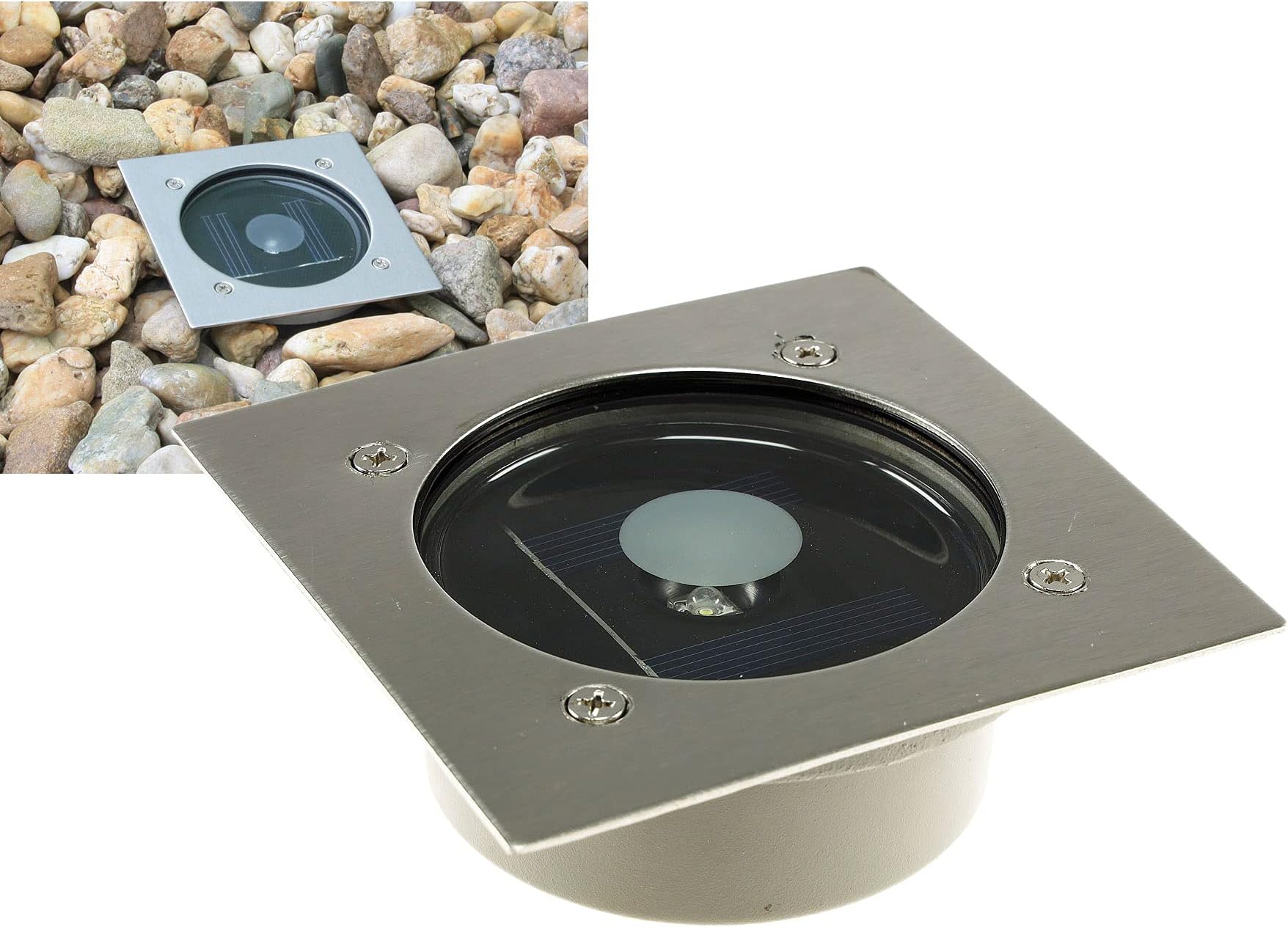 Lot de 8 spots solaires LED modernes Spot de sol ronds en acier ...