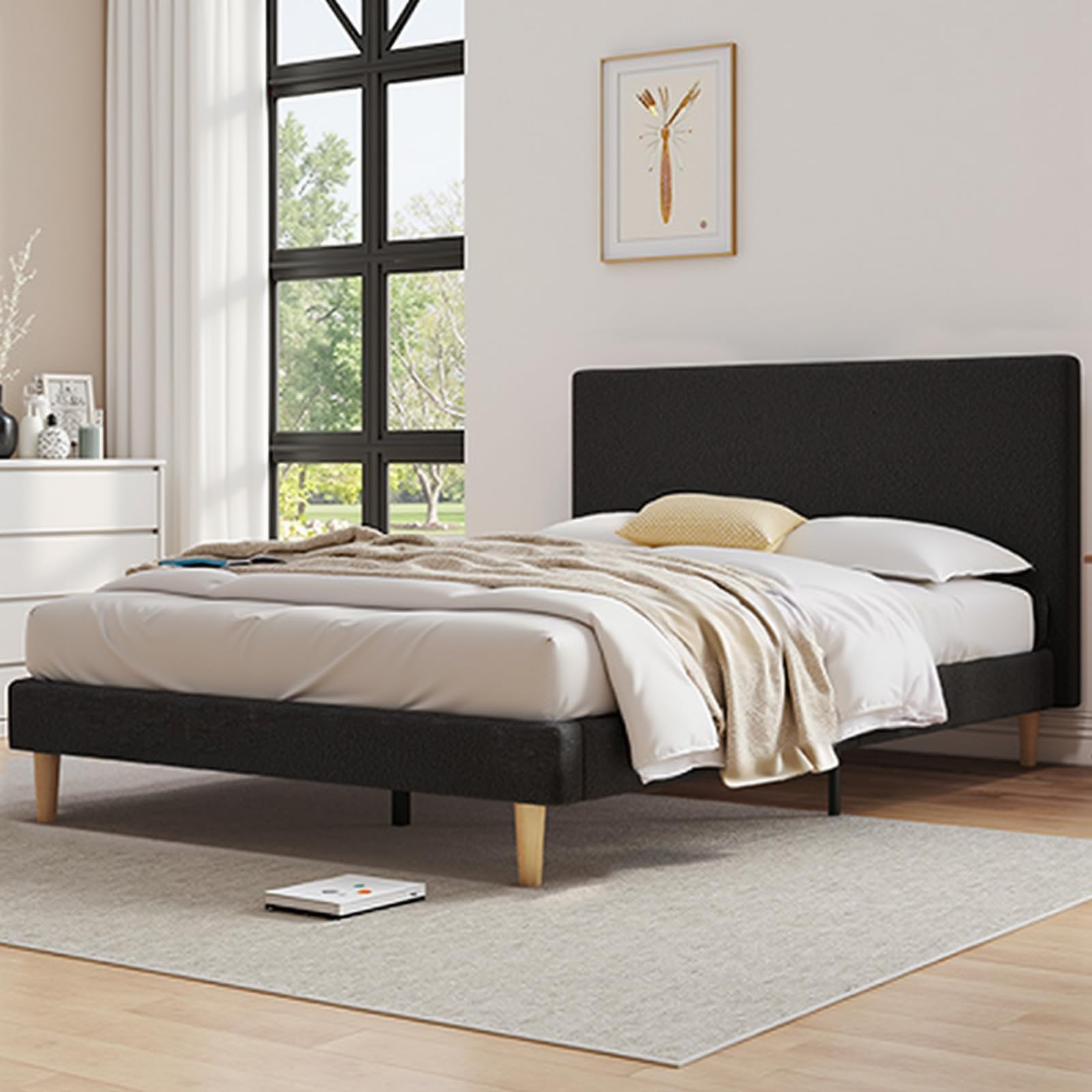 Zinus Dachelle | Base de Cama con Caberecera Tapizada Queen | Estilo ...