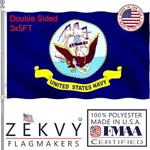 Amazon.com : ZEKVY Navy Flag 3x5 Outdoor Made in USA - Double Sided ...