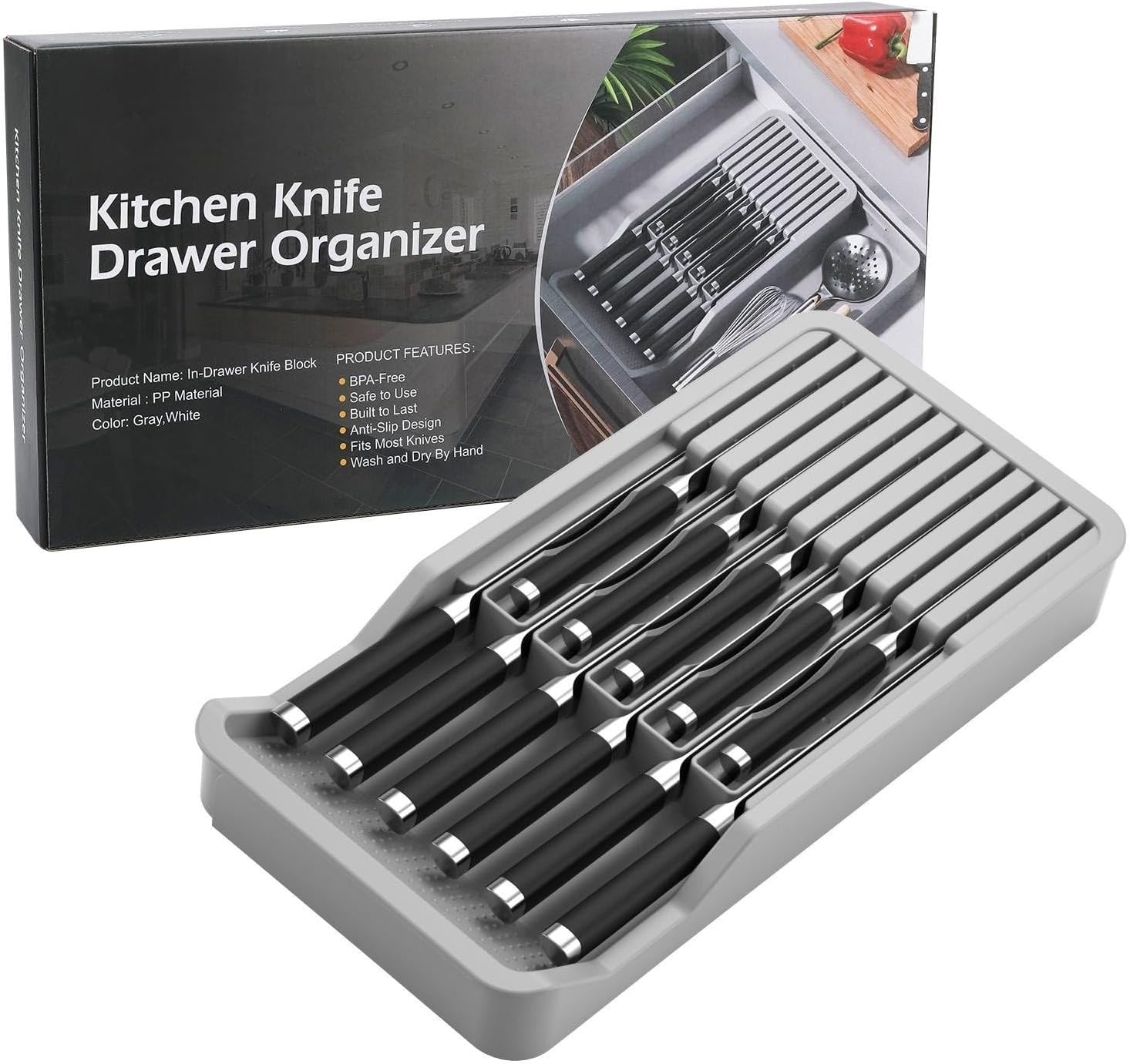Amazon.com: Drawer knife holder,Knife Holder, knife drawer organizer ...