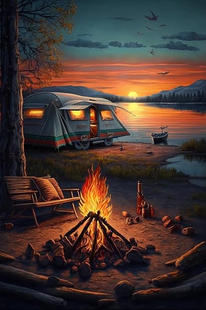 Amazon.com: Unique Wooden Jigsaw Puzzles - Camping Campfire, 1000 Piece ...