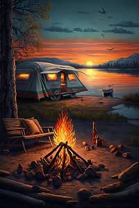 Amazon.com: Unique Wooden Jigsaw Puzzles - Camping Campfire, 1000 Piece ...