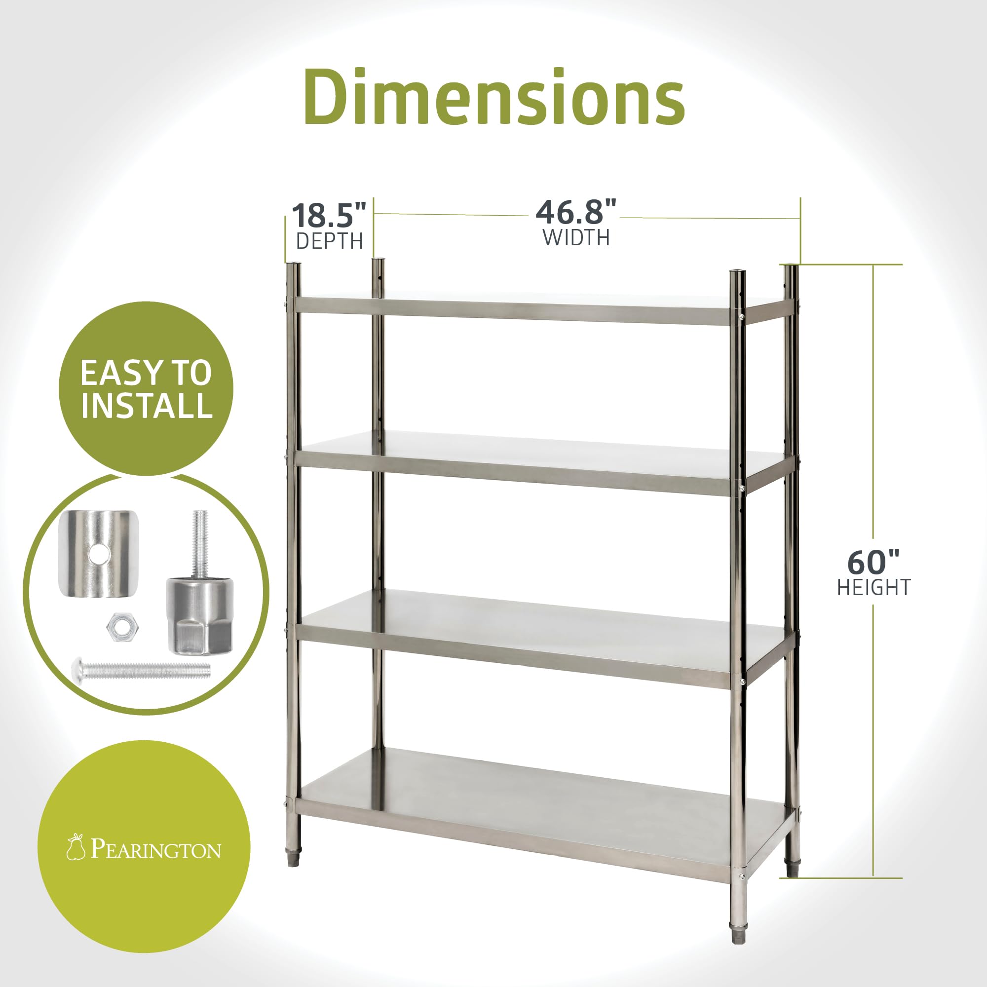 Snapklik.com : Pearington 4-Tier Commercial Grade Stainless Steel ...