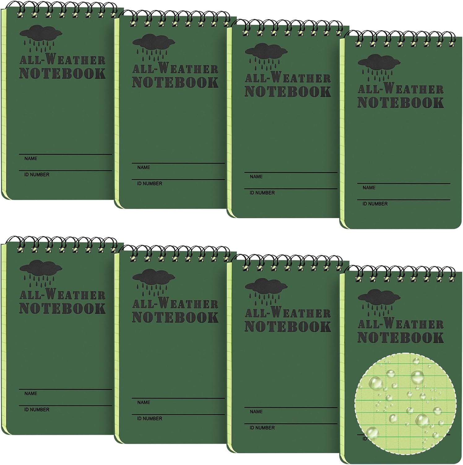 Amazon.com : 8 Pack Waterproof Notebook 3x5 All-Weather Pocket Notepad ...