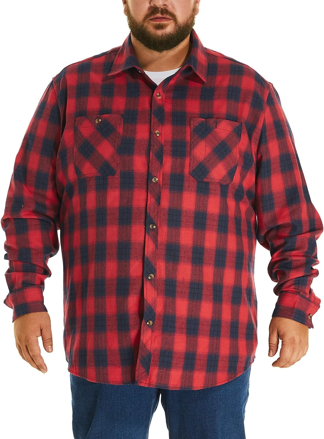 Amazon.com: HOdo Big and Tall Mens Thin Flannel Shirt Lightweight ...