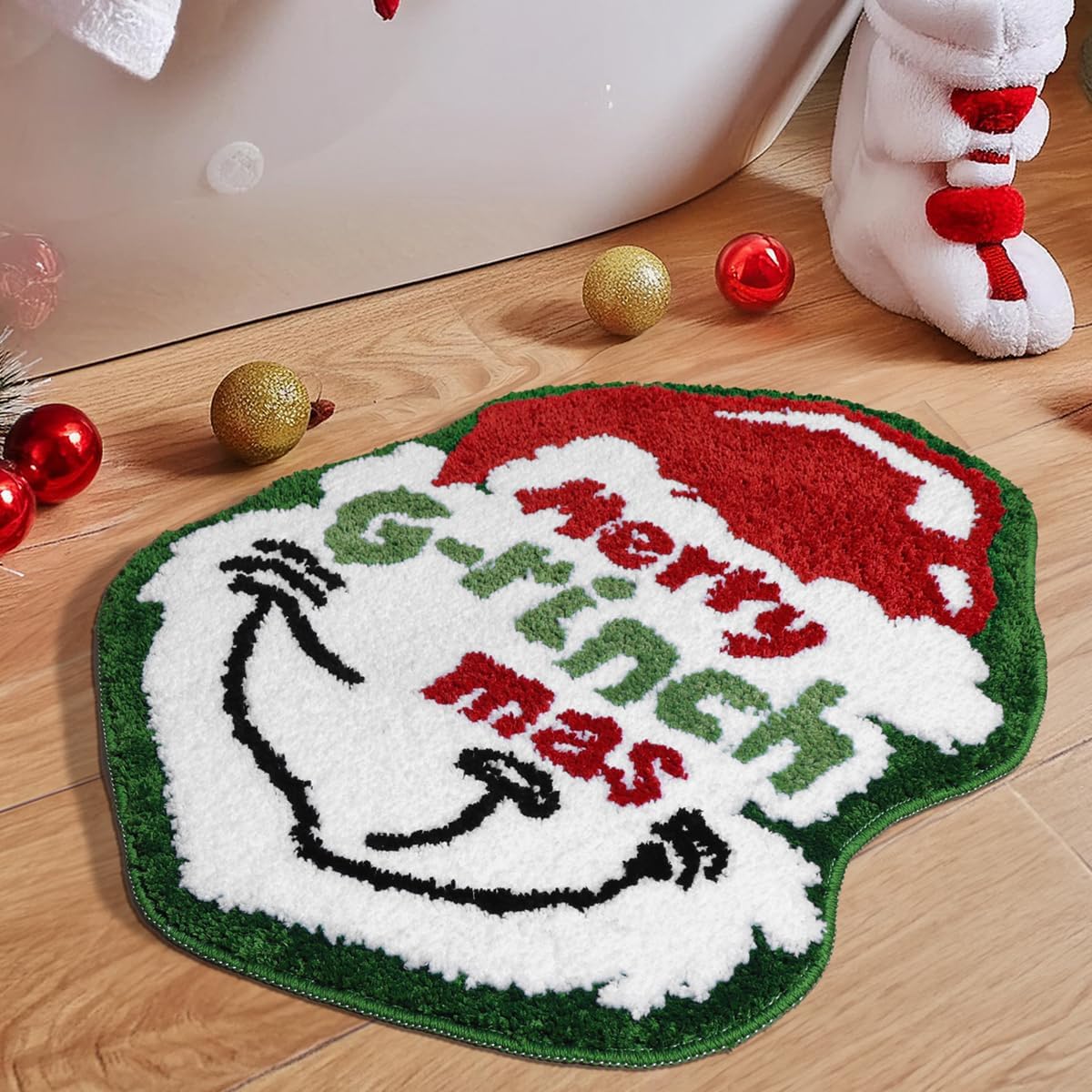 Amazon.com: MelonBoat Christmas Bathroom Rugs: Non-Slip Funny Grinchmas ...