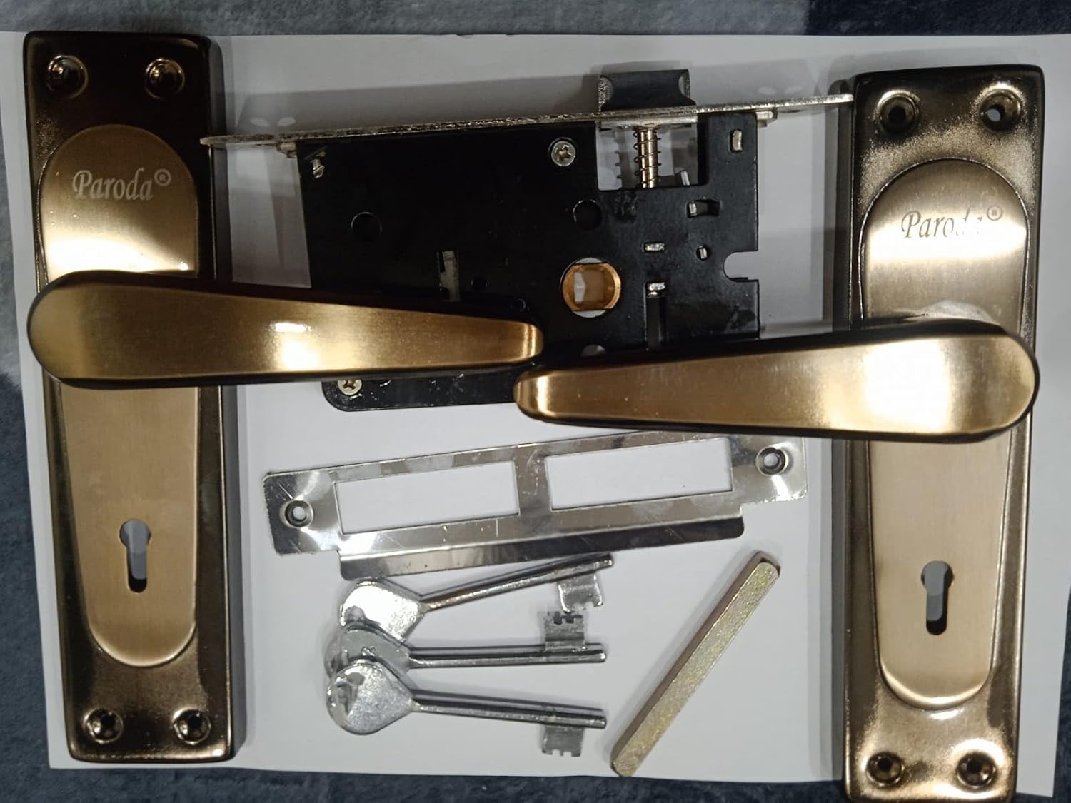 Generic MORTICE METRO Door Lock Set, Black Golden Finish, 200 MM, 70 MM ...